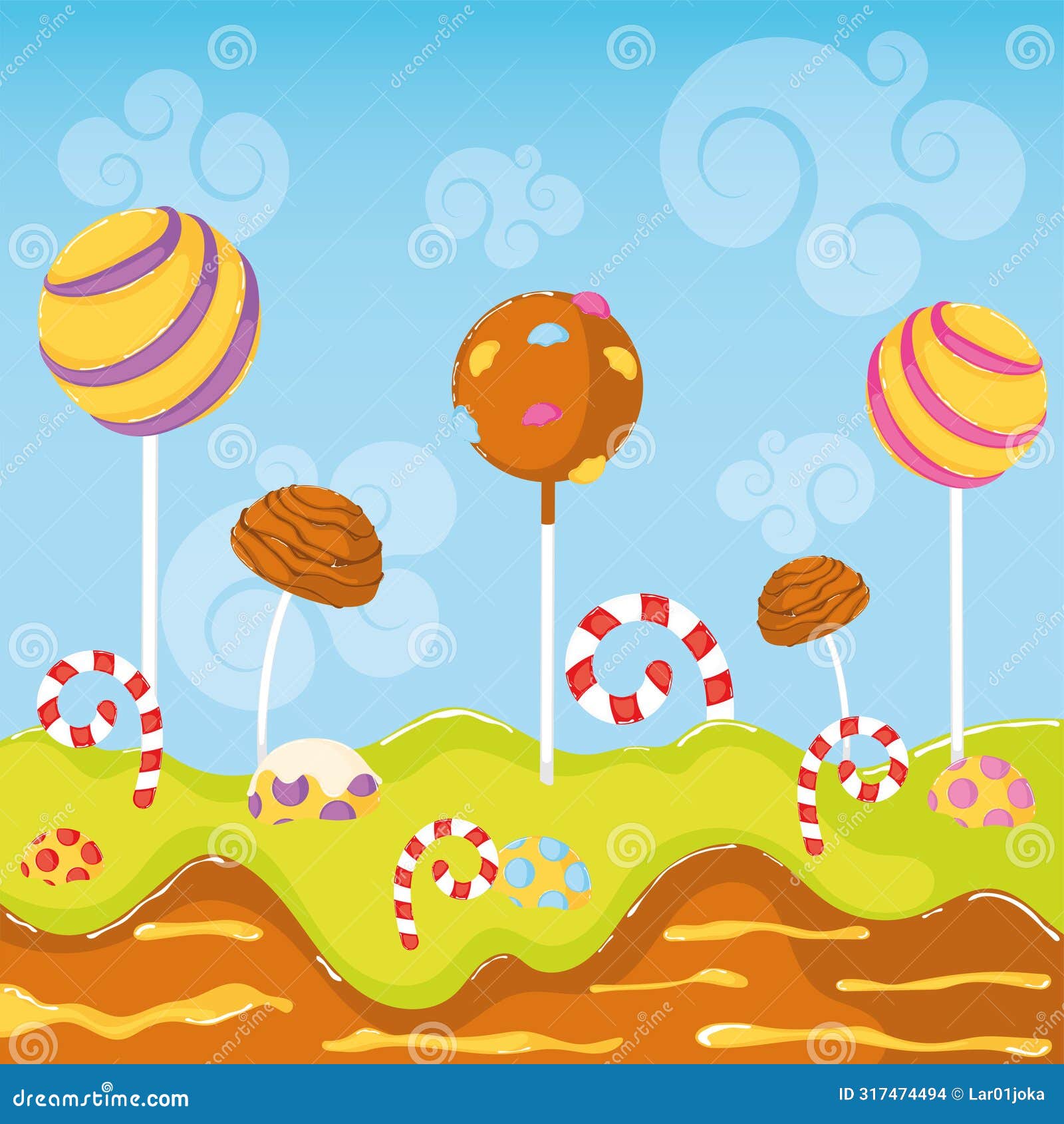 Colored Candy Land Landscape Sweet Place Vector Stock Vector ...