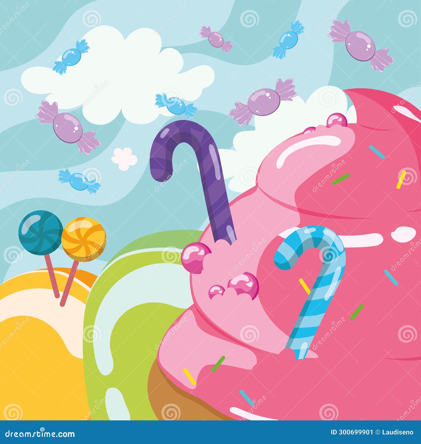 Colored Candy Land Landscape View Vector Stock Vector - Illustration of ...