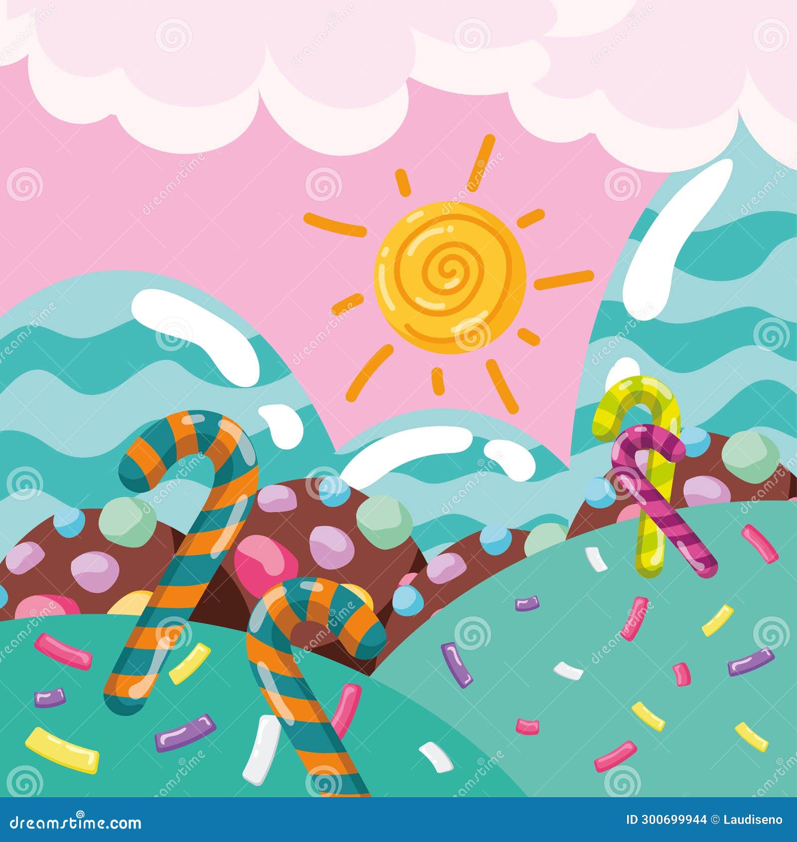 Colored Candy Land Landscape View Vector Stock Vector - Illustration of ...