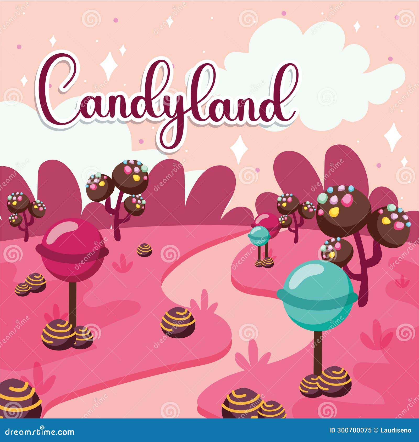 Colored Candy Land Landscape View Vector Stock Vector - Illustration of ...