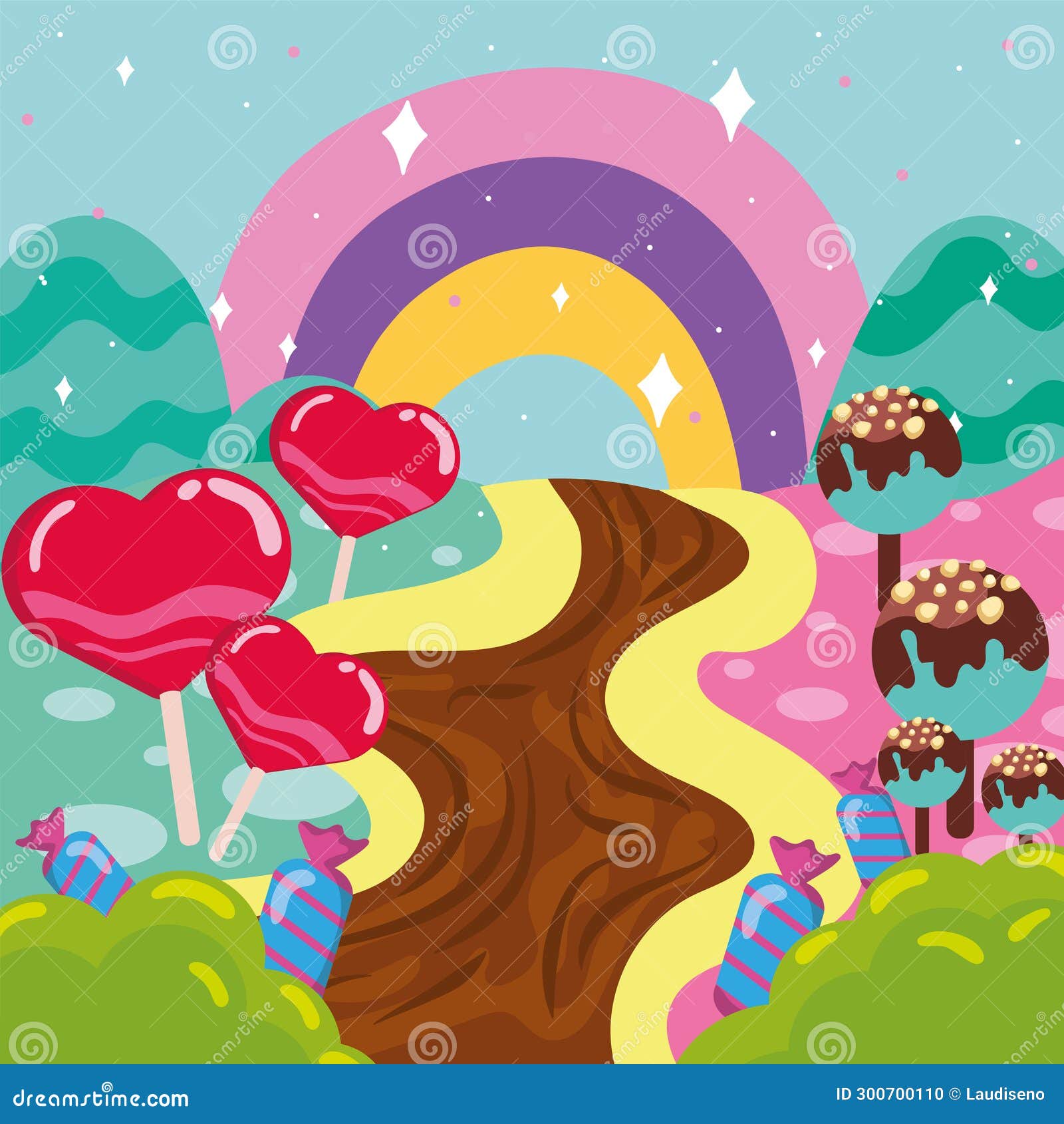 Colored Candy Land Landscape View Vector Stock Vector - Illustration of ...