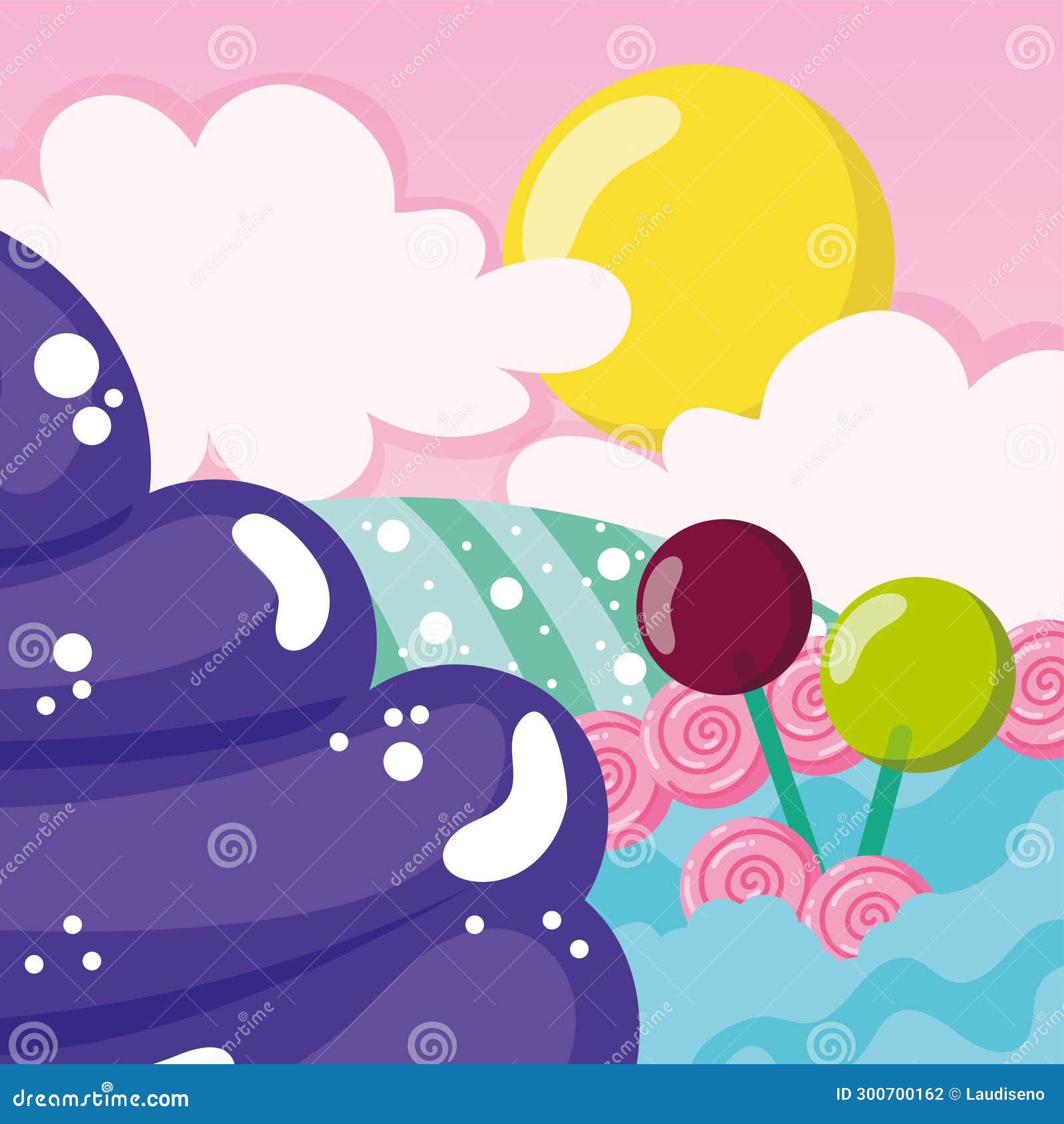 Colored Candy Land Landscape View Vector Stock Vector - Illustration of ...
