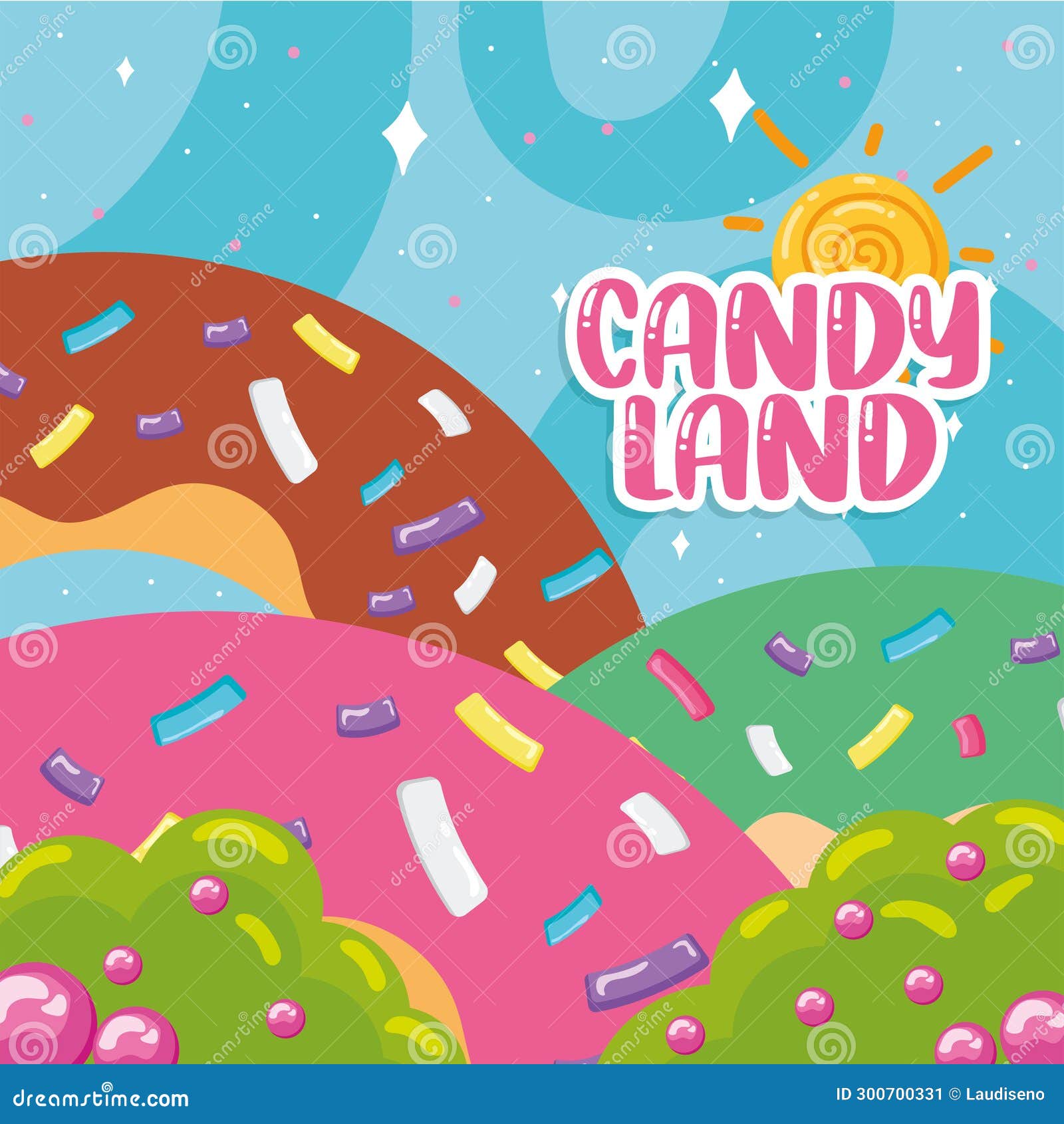 Colored Candy Land Landscape View Vector Stock Vector - Illustration of ...