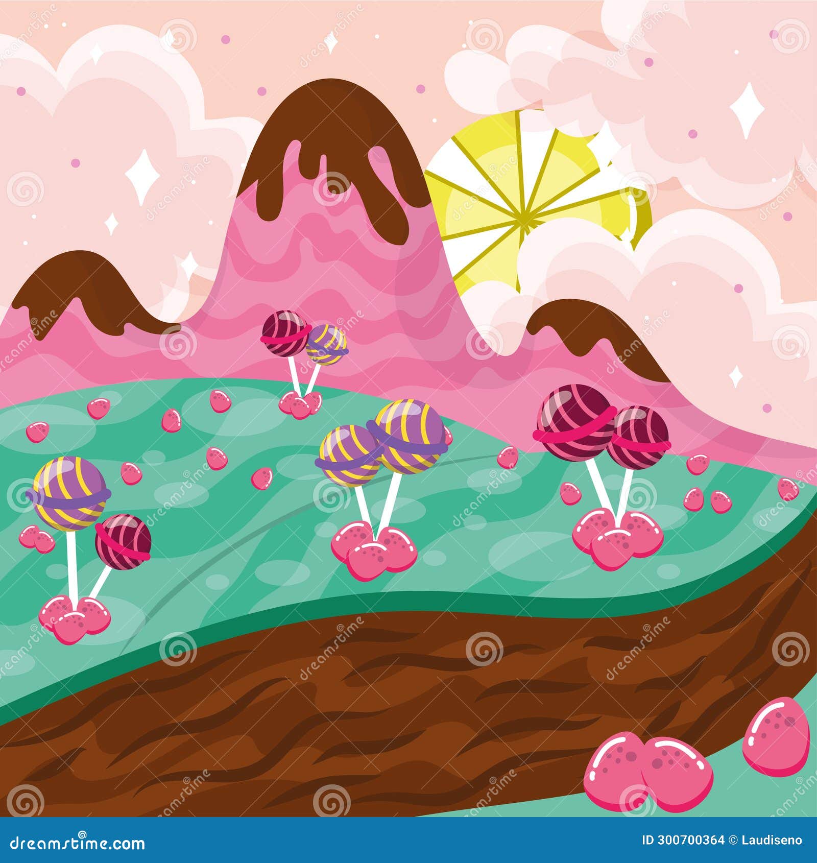 Colored Candy Land Landscape View Vector Stock Vector - Illustration of ...