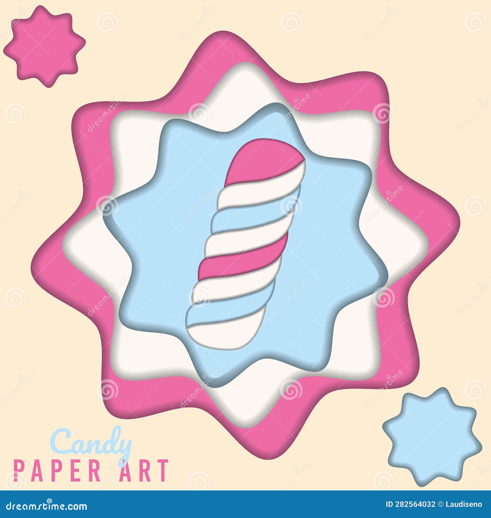 Colored Candy Paper Art Background with a Marshmallow Vector Stock ...