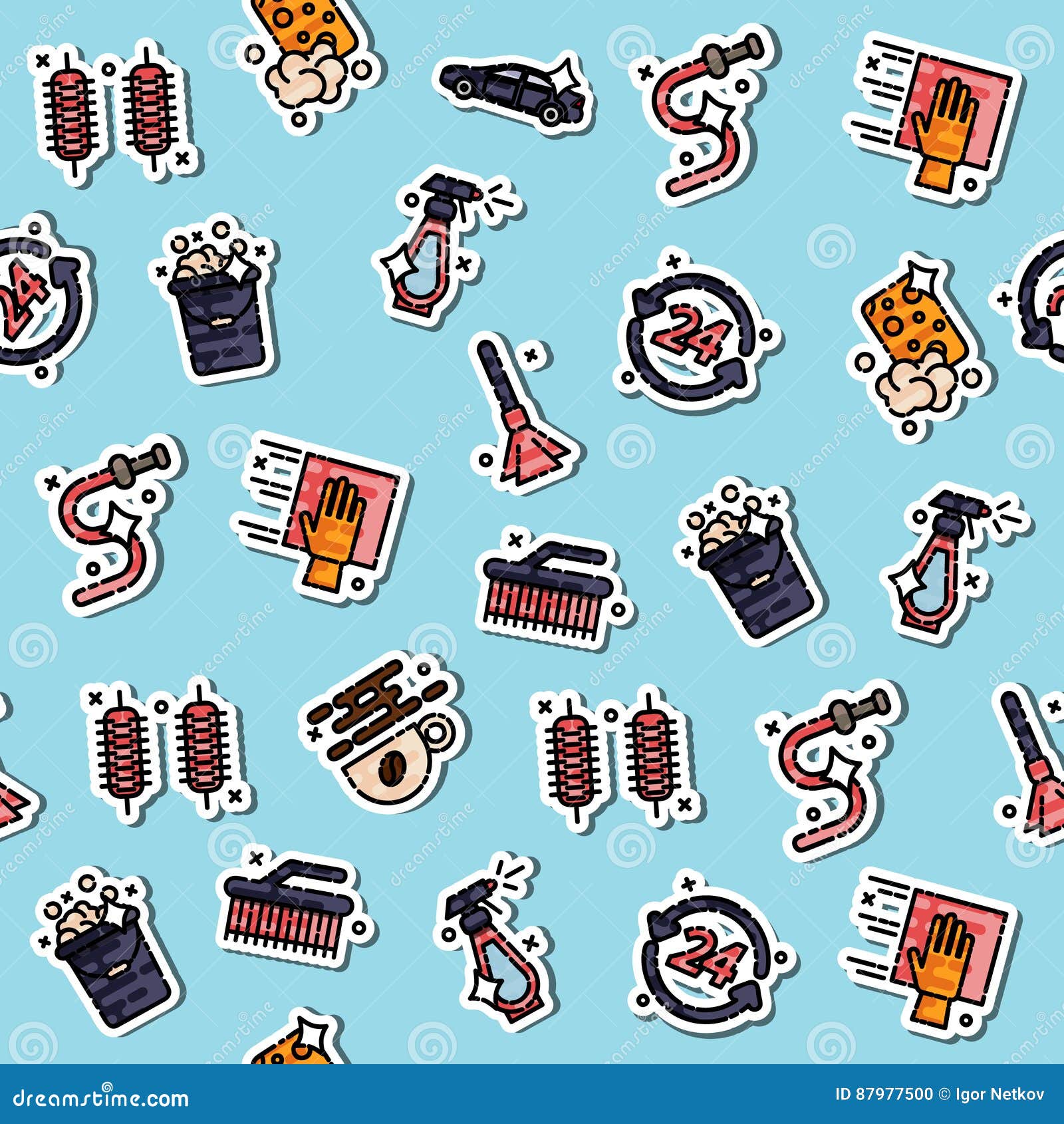 Colored car wash pattern stock vector. Illustration of decorative ...