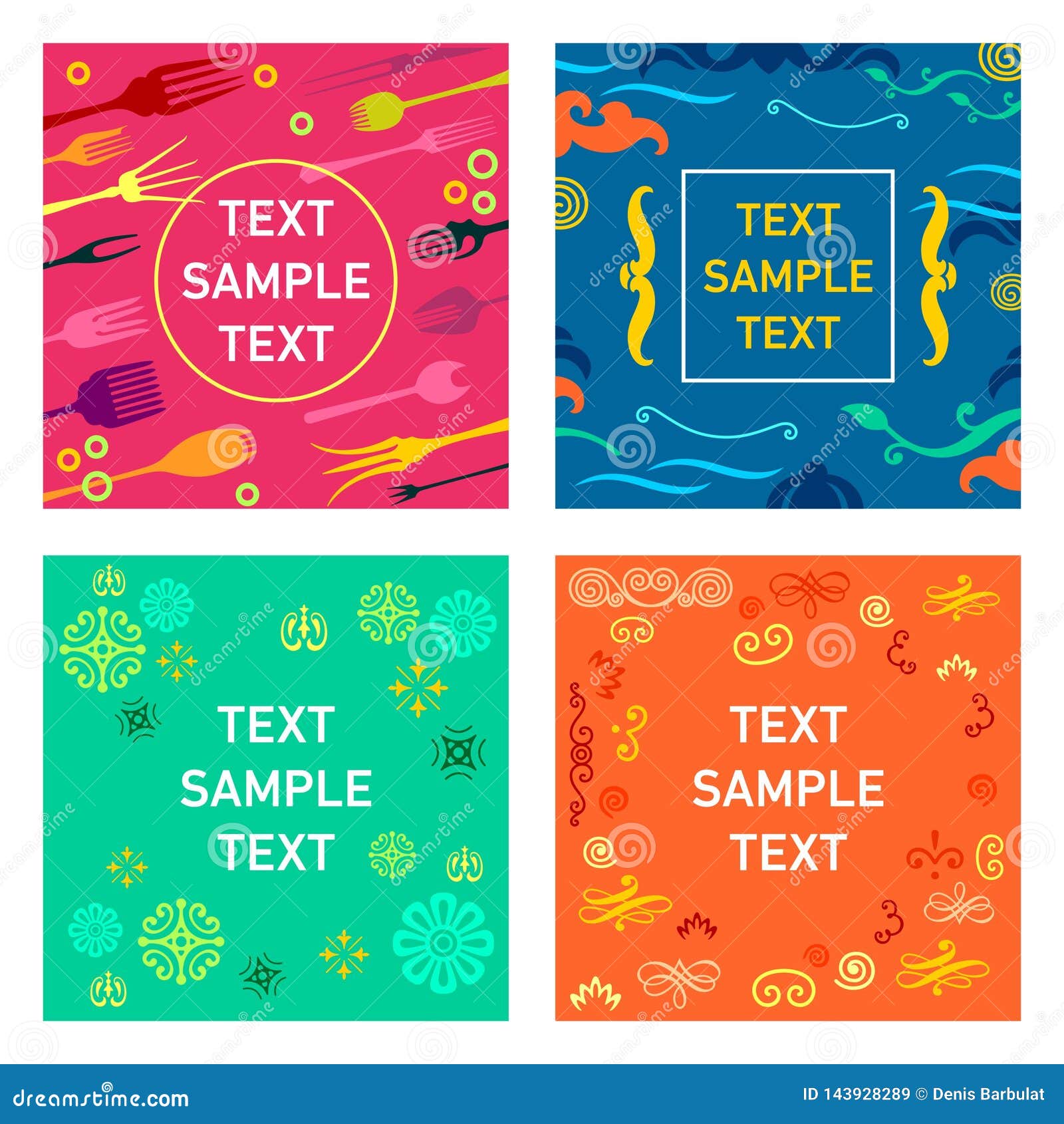 Colored Card Backgrounds with Design Elements and Text Place Stock ...