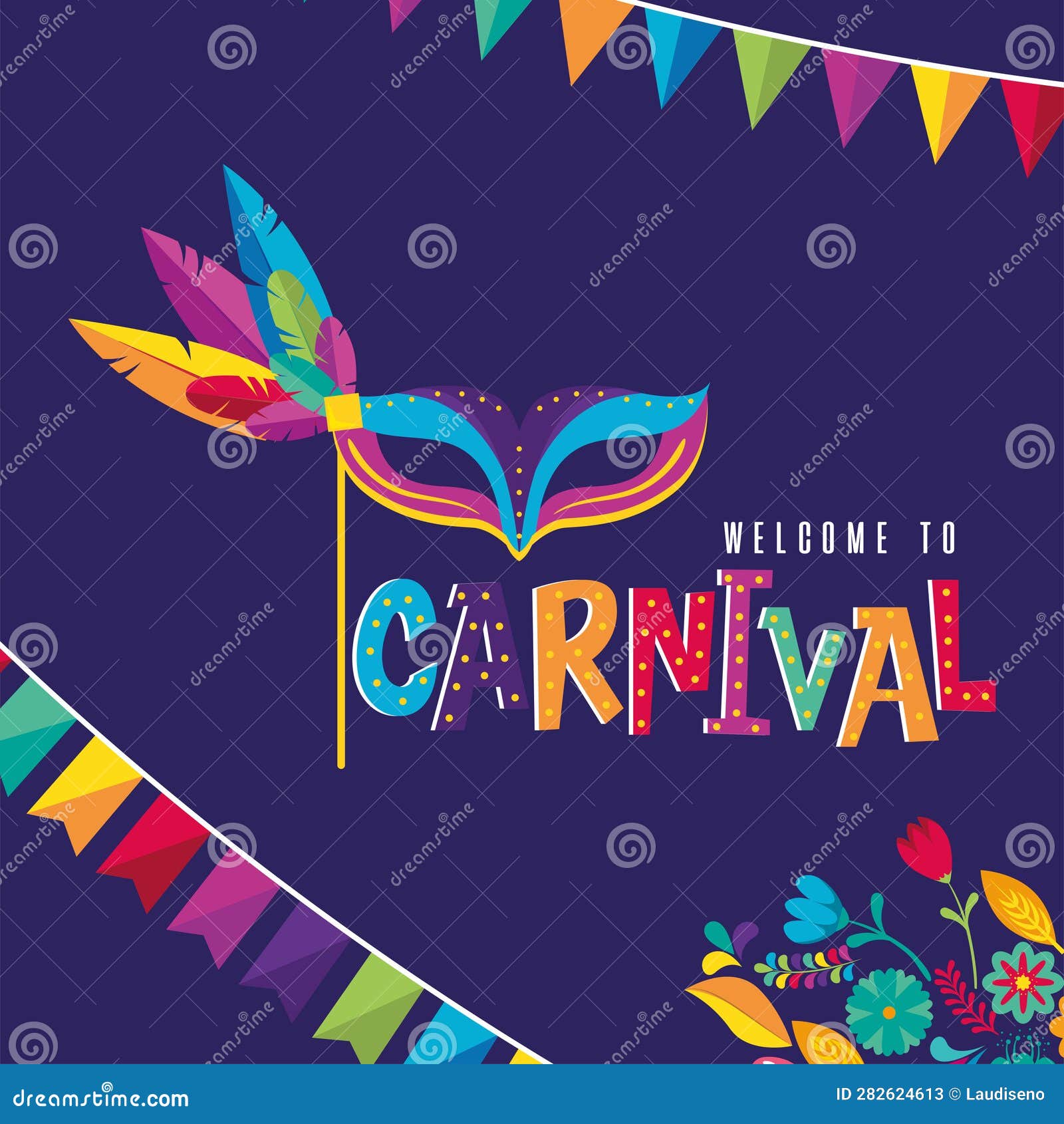 Colored Carnival Template with Venice Mask Vector Stock Vector ...