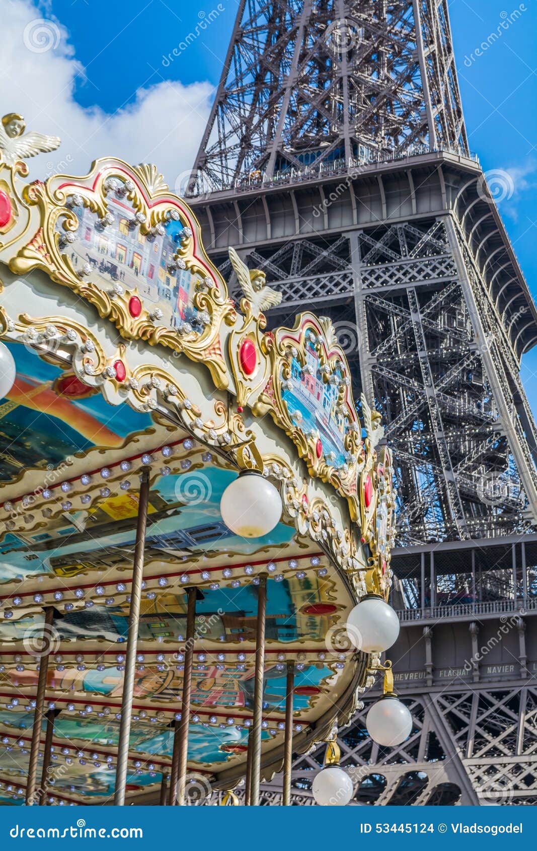 Colored Carousel Over Eiffel Tower in Paris France Editorial Stock ...