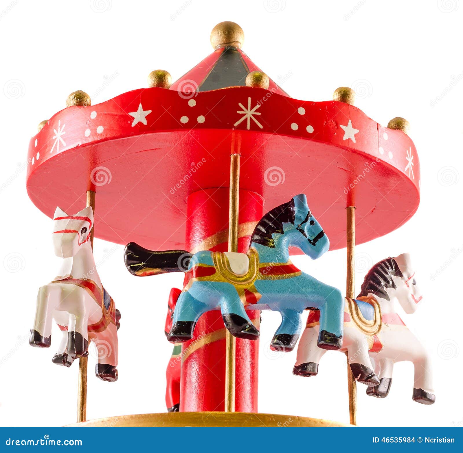 Colored Carousel Toy with Horses, Close Up, Isolated White Background ...