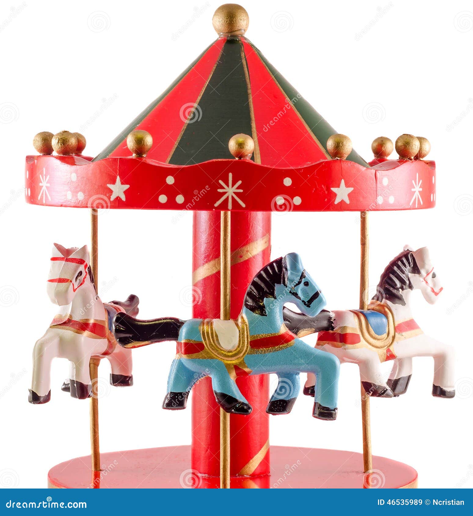 Colored Carousel Toy With Horses, Close Up, Isolated White Background ...