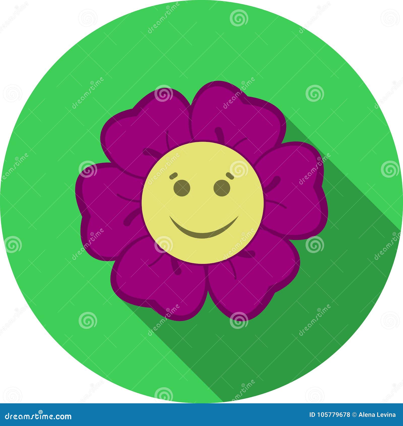 Smiling flower icon stock vector. Illustration of petal - 105779678