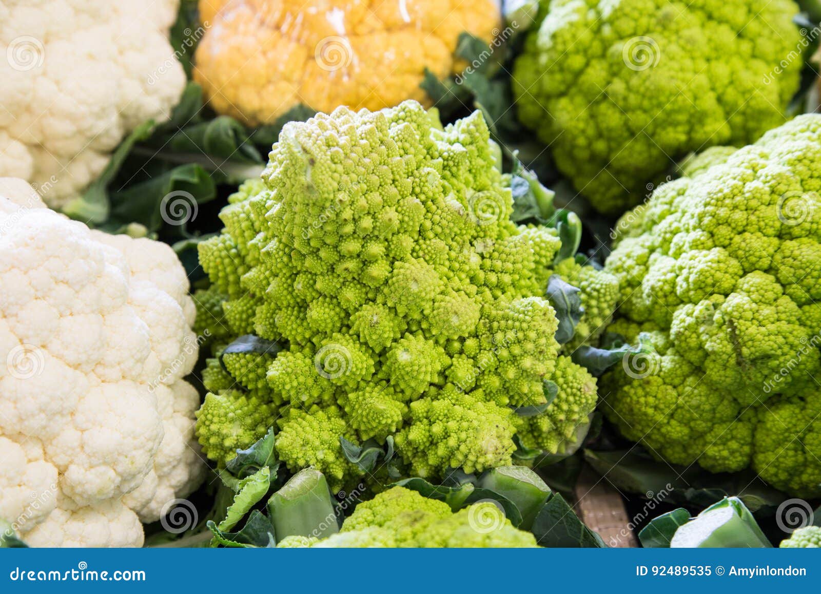 Colored Cauliflower at the Market Stock Image - Image of cross ...