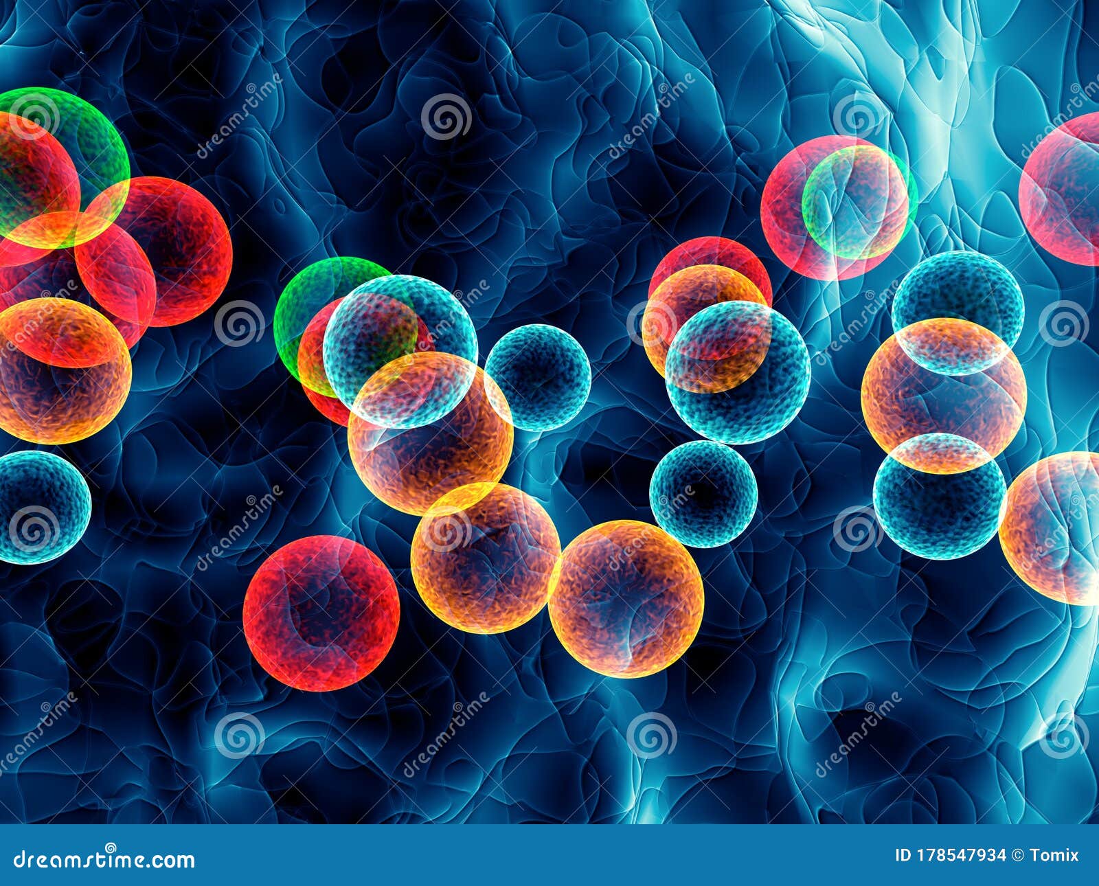 Colored Cells Floating - 3d Rendering Stock Illustration - Illustration ...