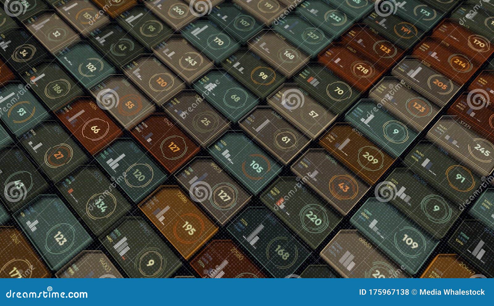 Colored Cells with Numbers in Computer. Animation Stock Photo - Image ...