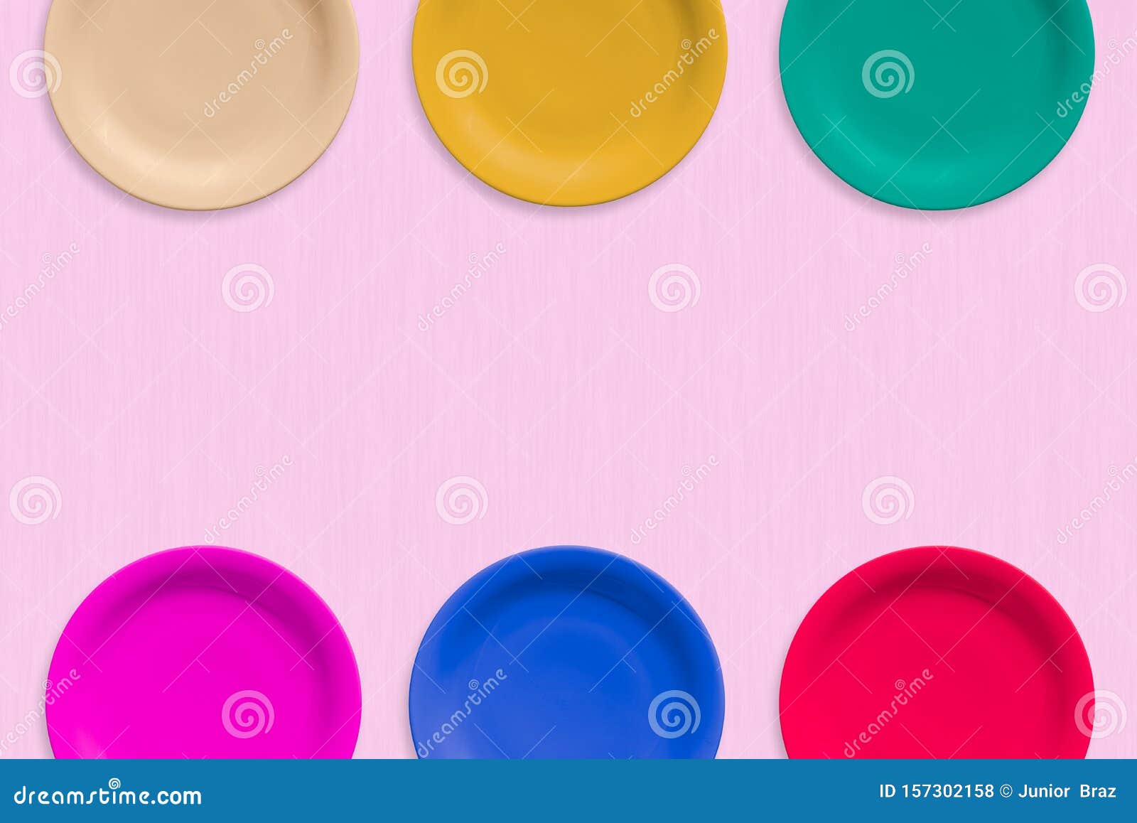 Colored Ceramic Round Plates Isolated on White Background Stock Photo ...