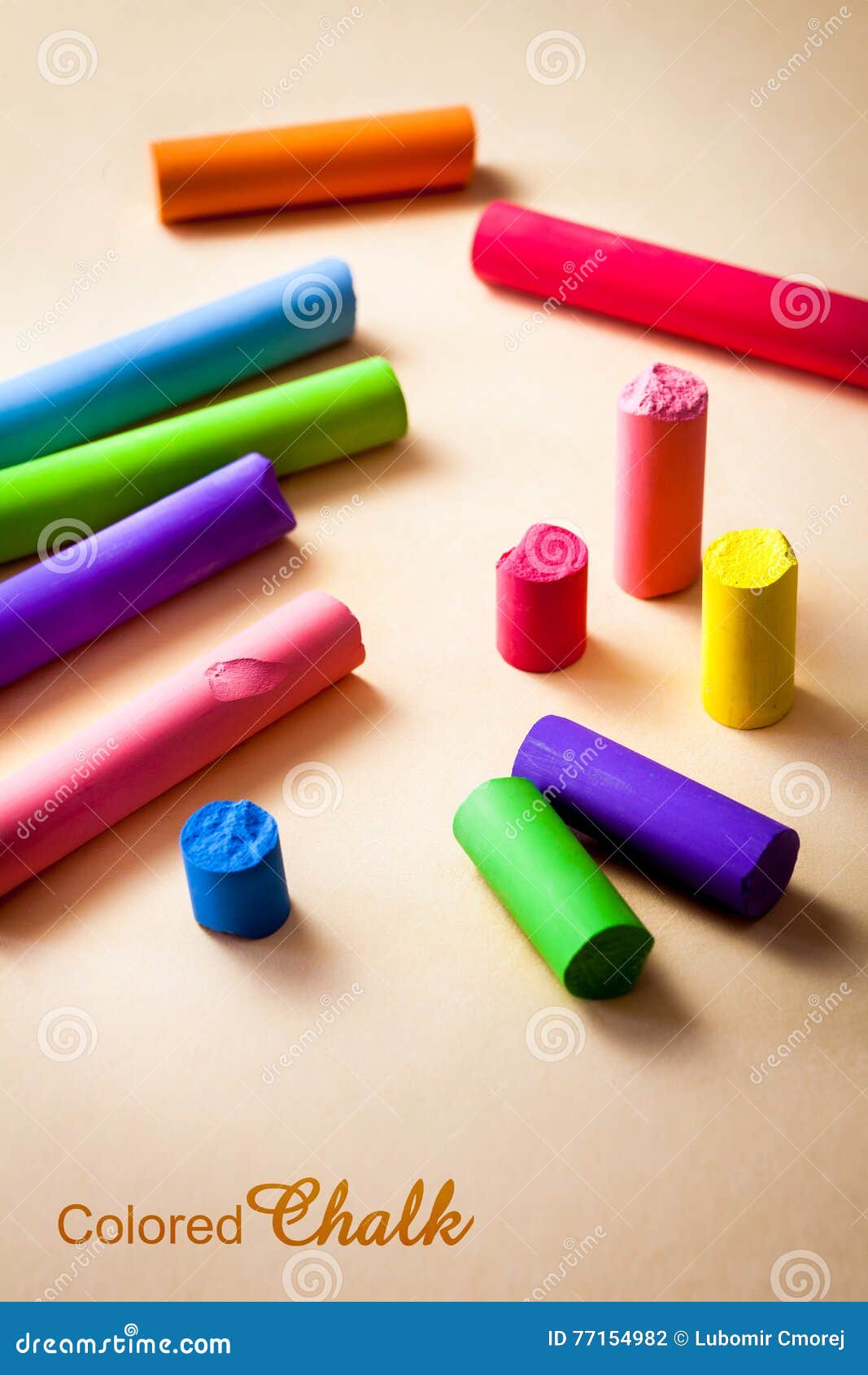 Colored Chalk on a Beige Paper Background Stock Photo - Image of ...