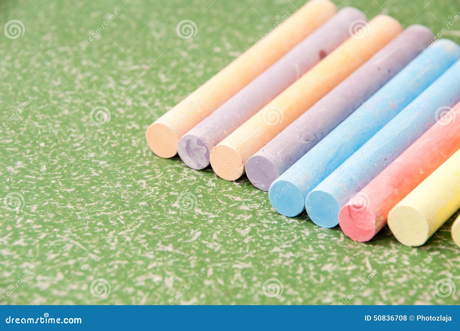 Colored Chalk on Green Blackboard Stock Photo - Image of coloring ...