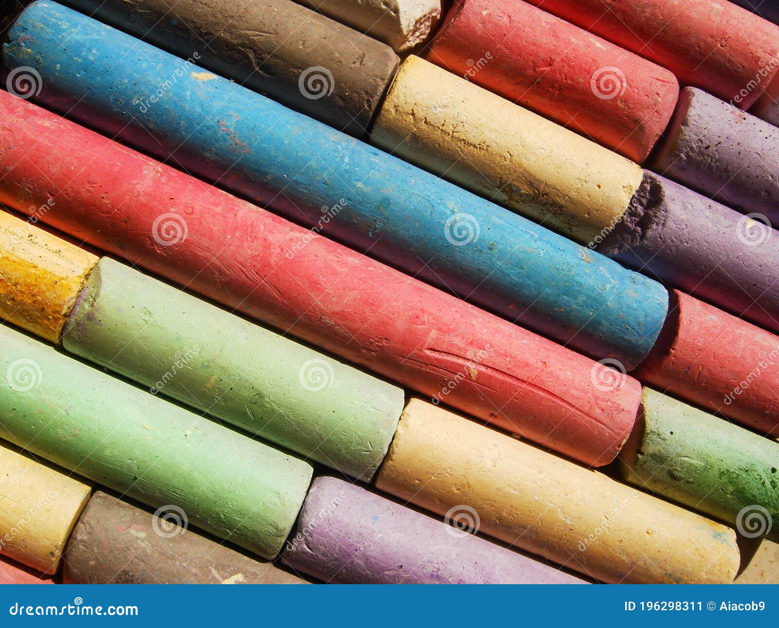 Colored Chalk Sticks with Predominantly Red and Blue Colors, Spread ...