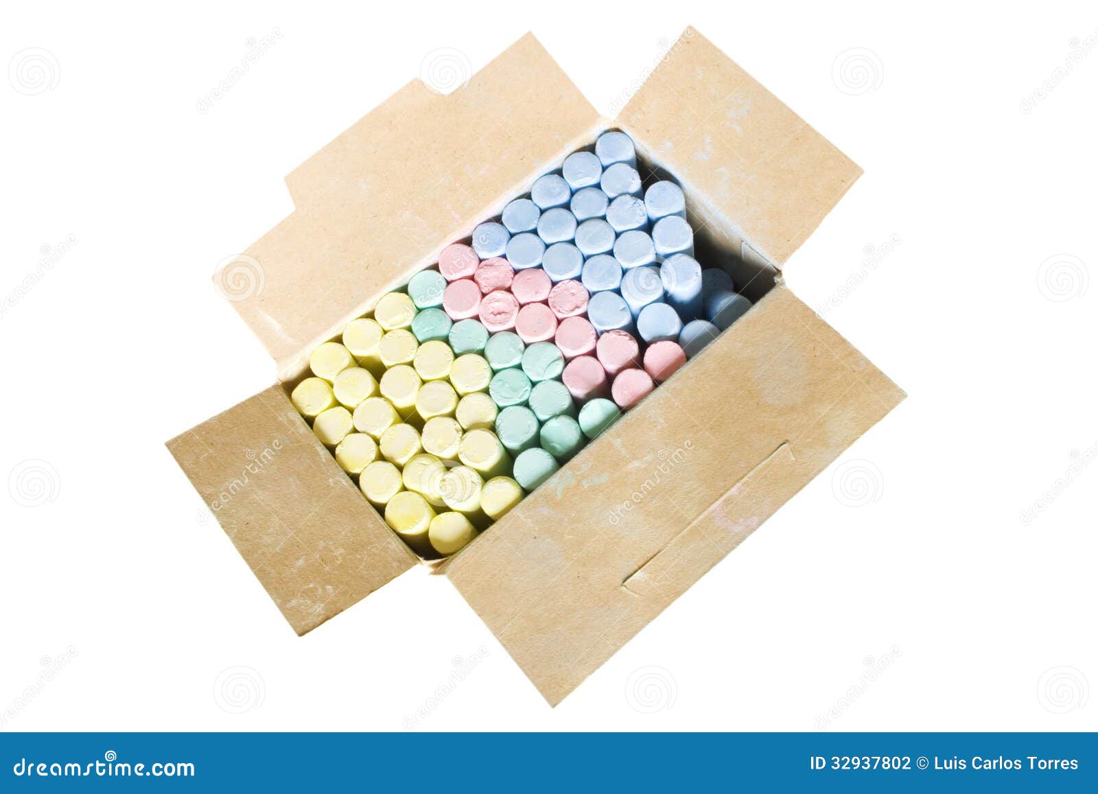 Colored chalks in a box stock photo. Image of rounded - 32937802