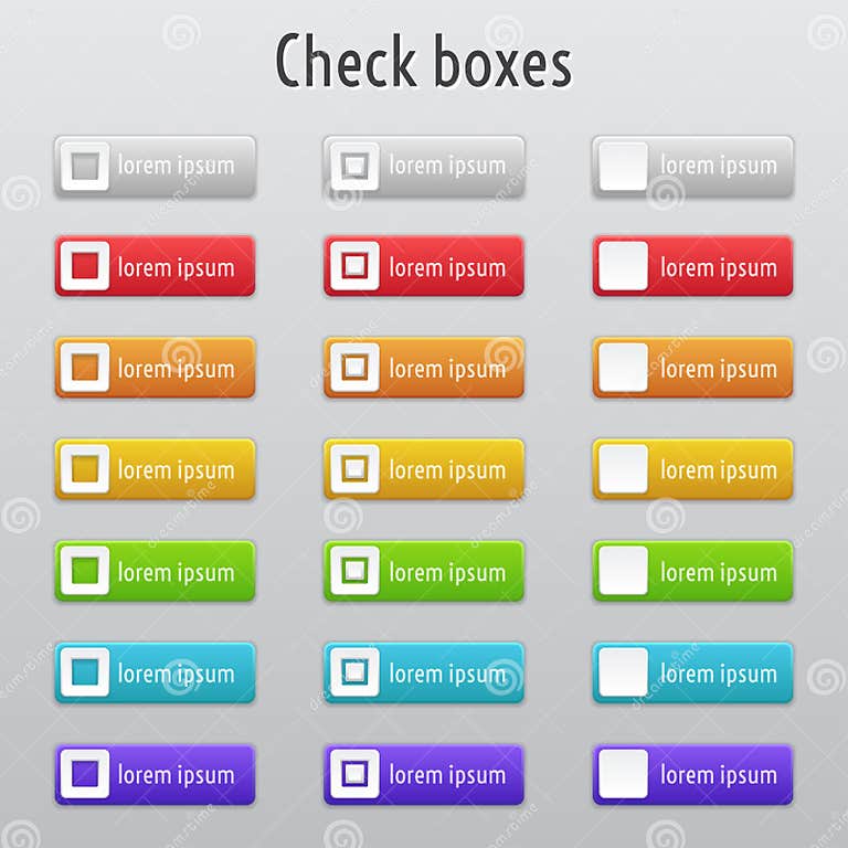 Colored check boxes stock vector. Illustration of purple - 62844926