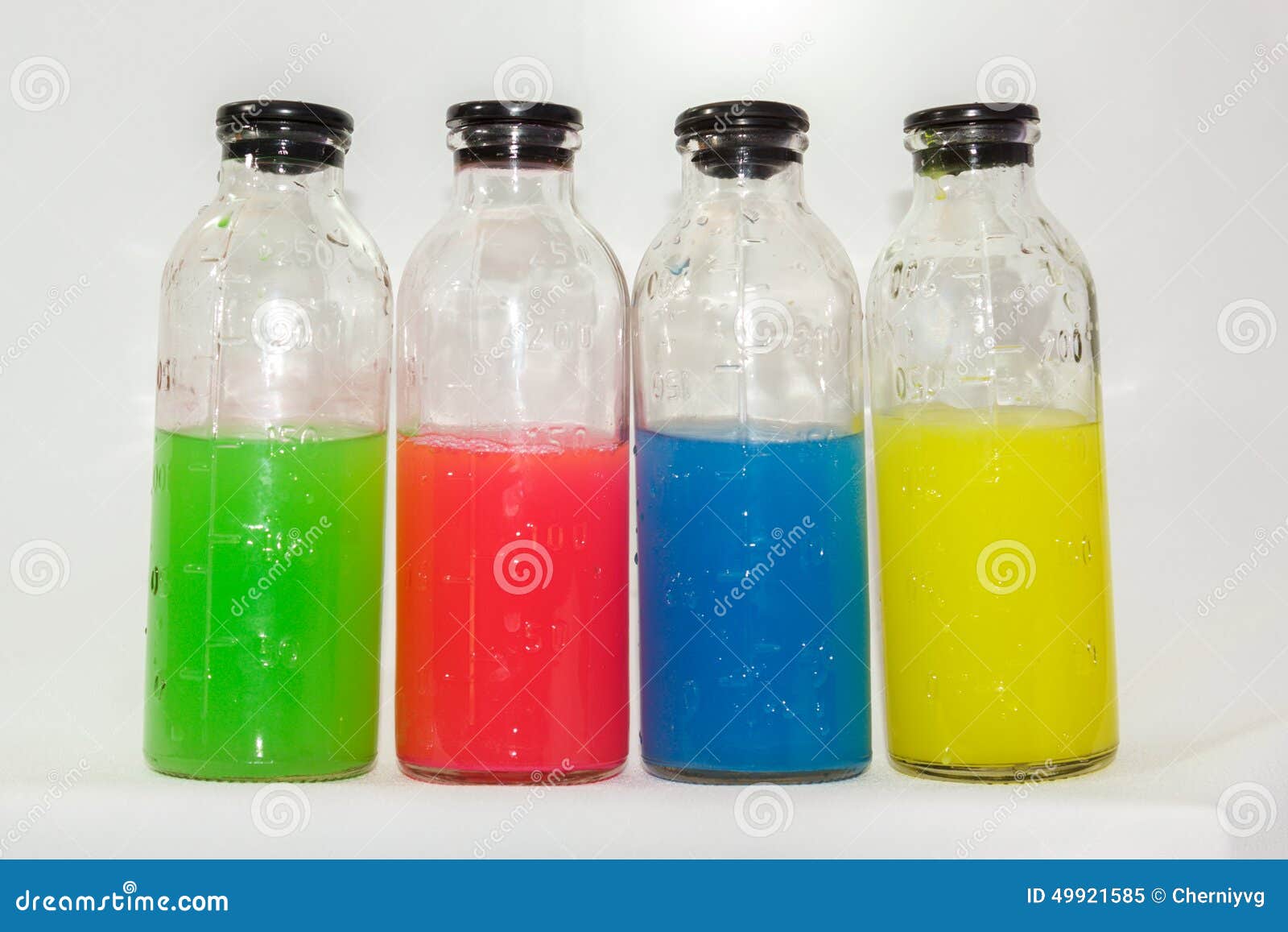Chemicals In Glass Laboratory Flask On The Periodic Table Chart Royalty ...