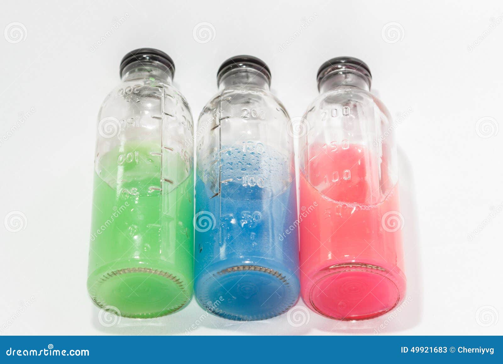 Chemicals In Glass Laboratory Flask On The Periodic Table Chart Royalty ...