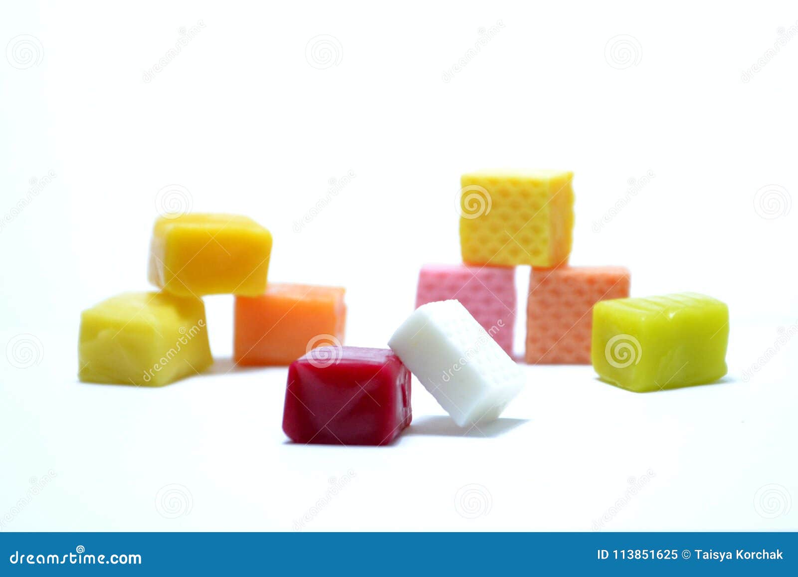 Colored Chewing Sweets on White Background Stock Image - Image of ...