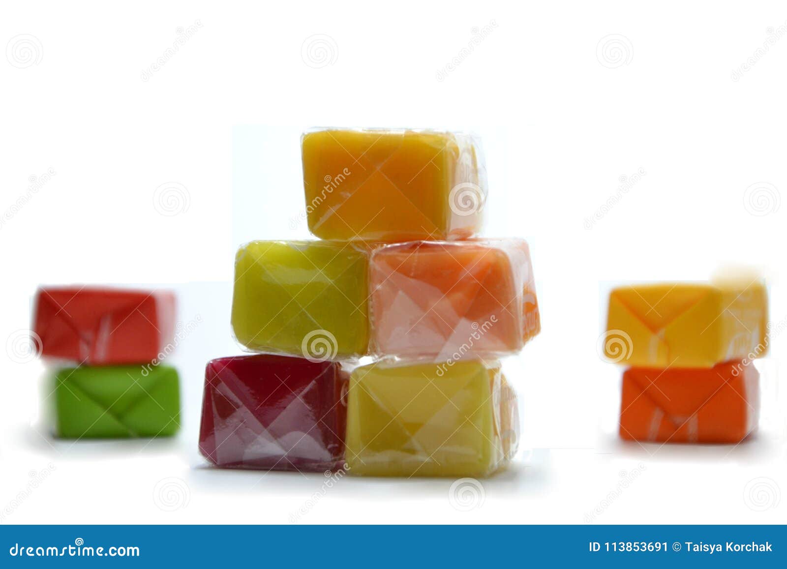 Colored Chewing Sweets on White Background Stock Image - Image of ...