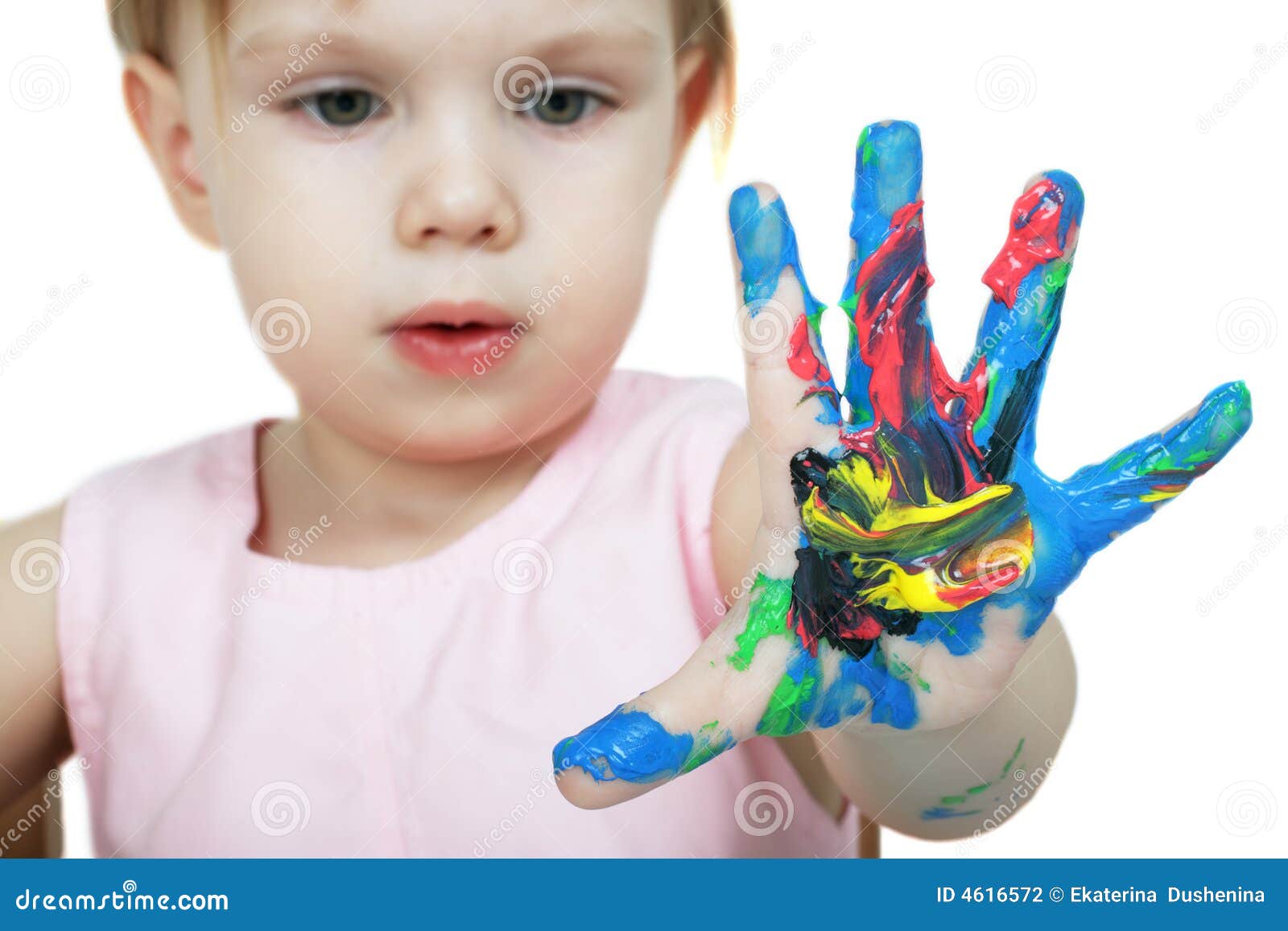 Colored child s hand stock photo. Image of drawing, focus - 4616572