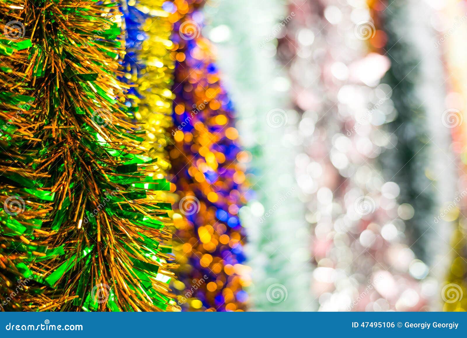 Colored Christmas tinsel stock photo. Image of happy - 47495106