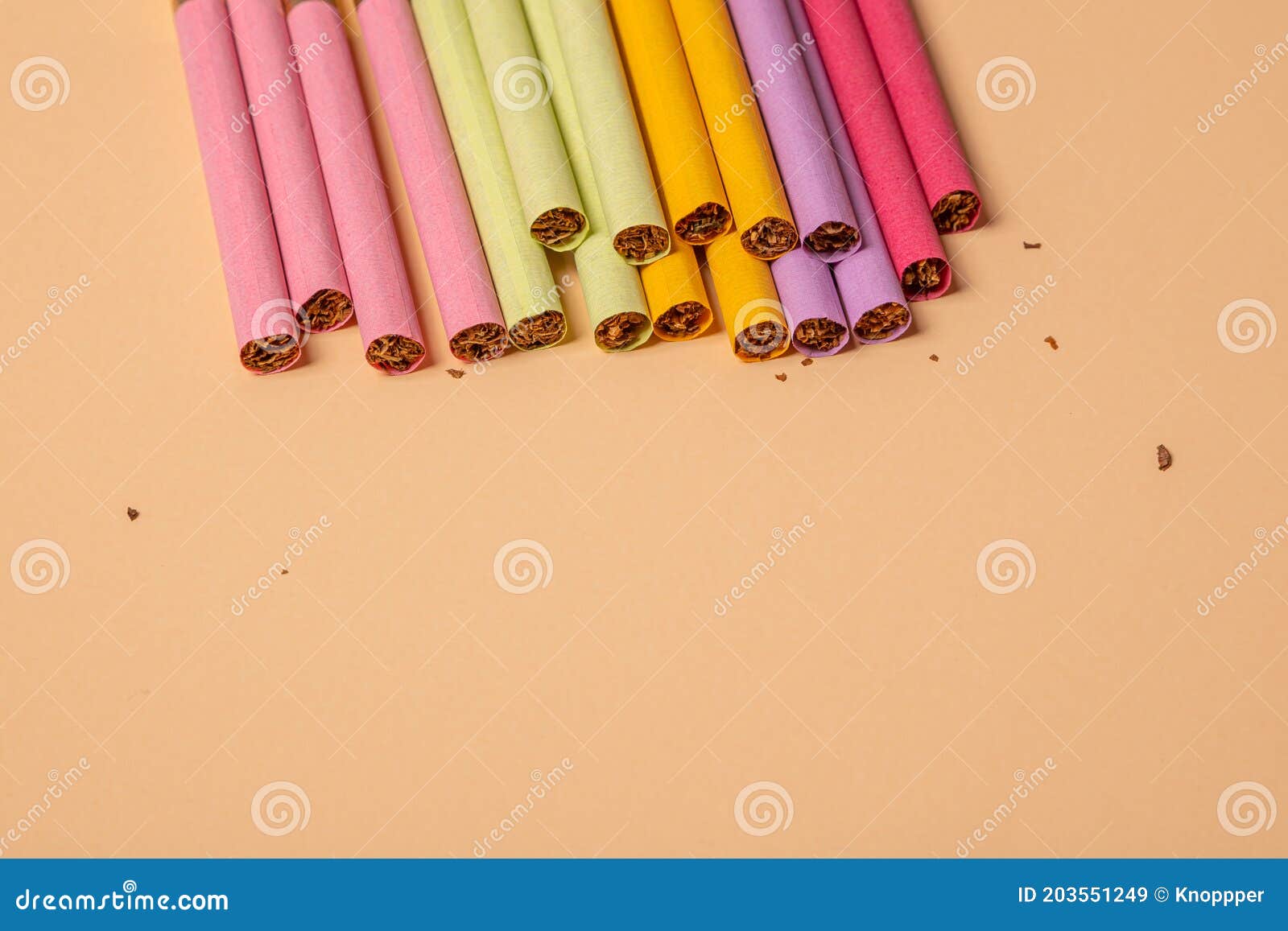 Colored cigarettes stock image. Image of danger, nicotine - 203551249