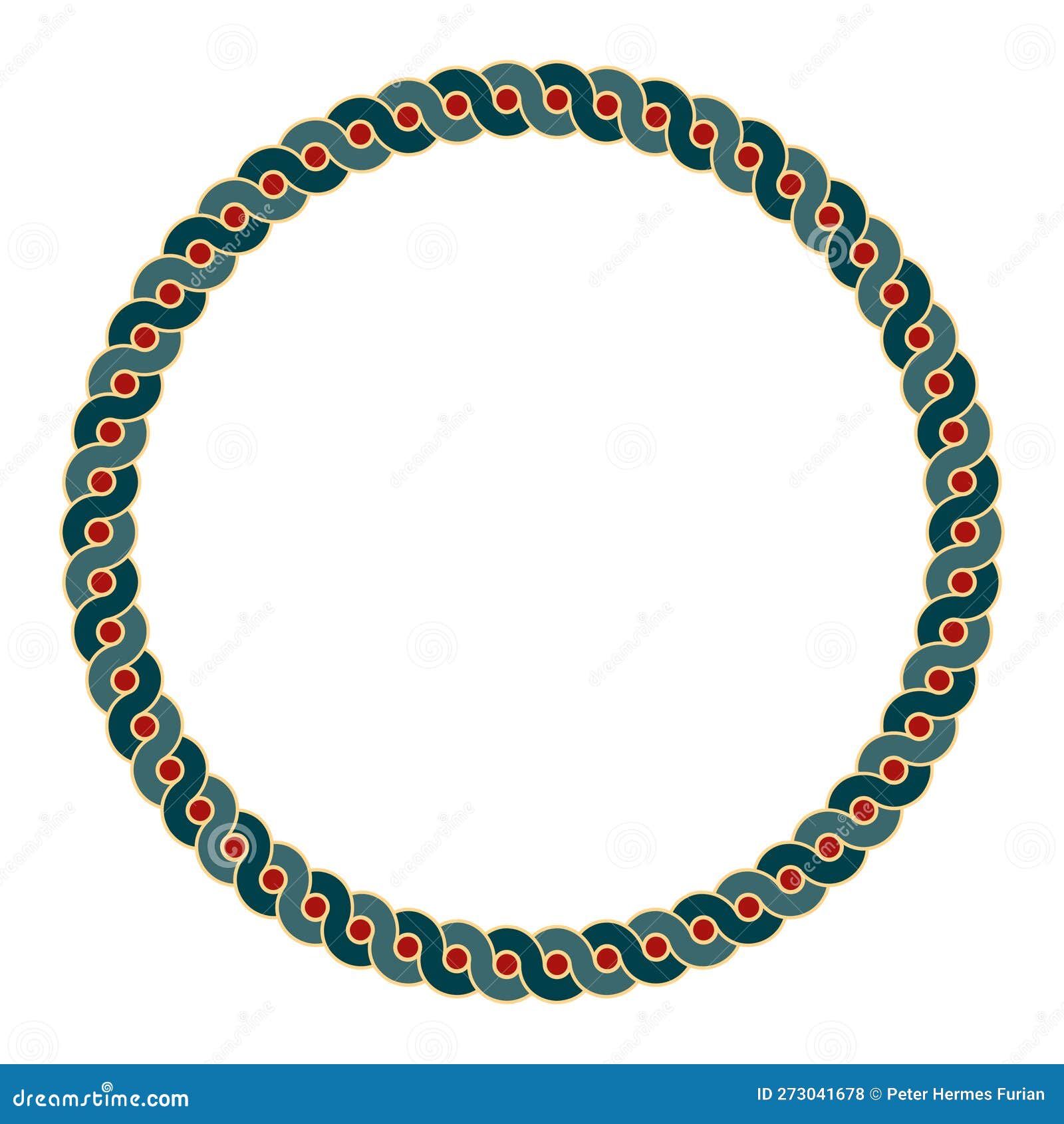 Intertwined Wave Pattern, Circle Frame, Ancient Greek Pottery Motif ...