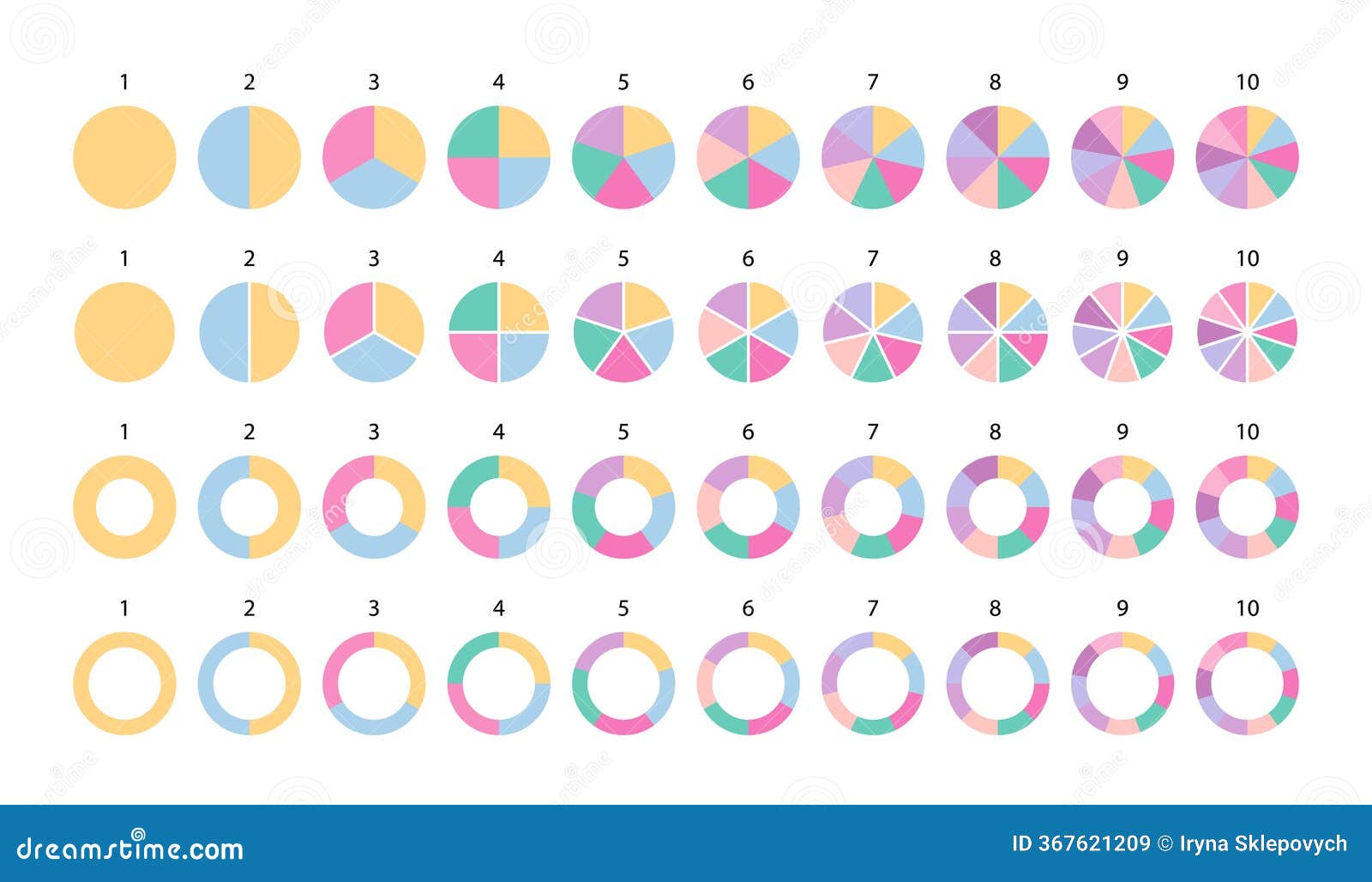 Multicolor Piechart With Segments And Slices. Circular Structure Chart ...