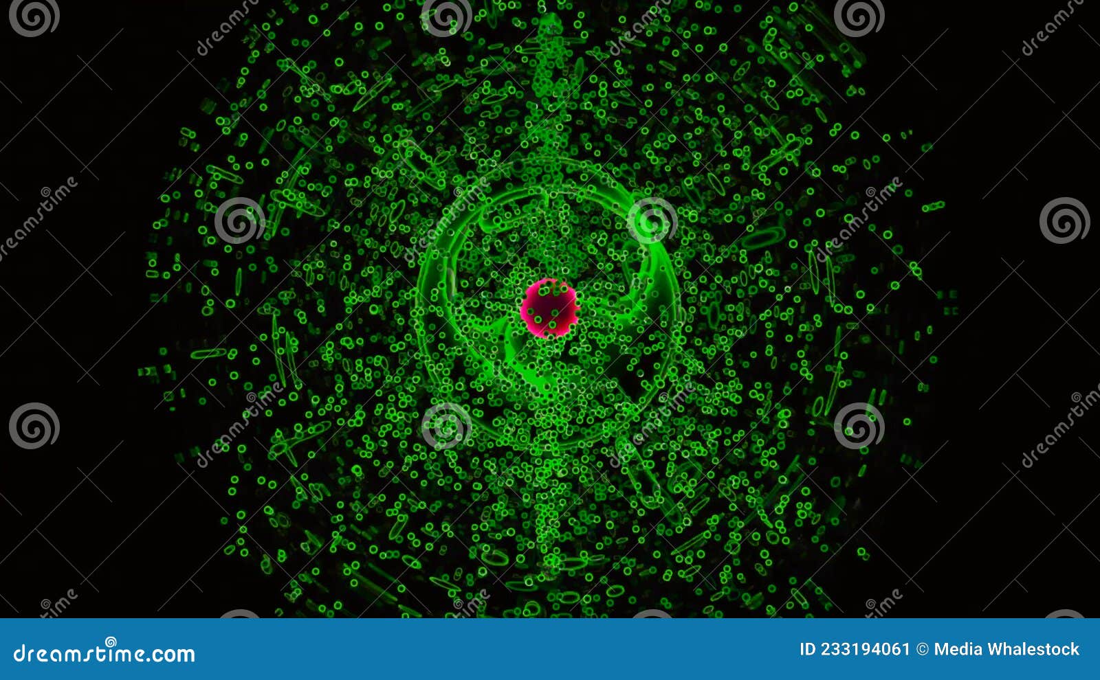 Colored Circle with Sphere of Many Moving Particles. Design Stock Image ...