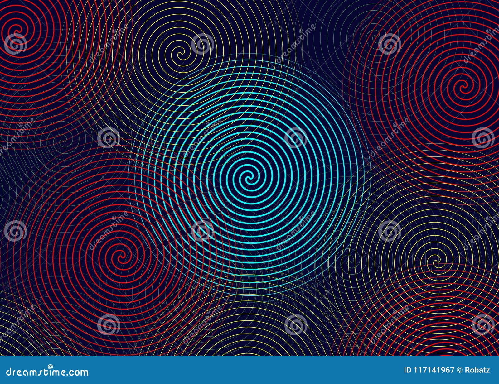 Colored Circle Spiral Drawn. Concentric Circle Elements Background ...