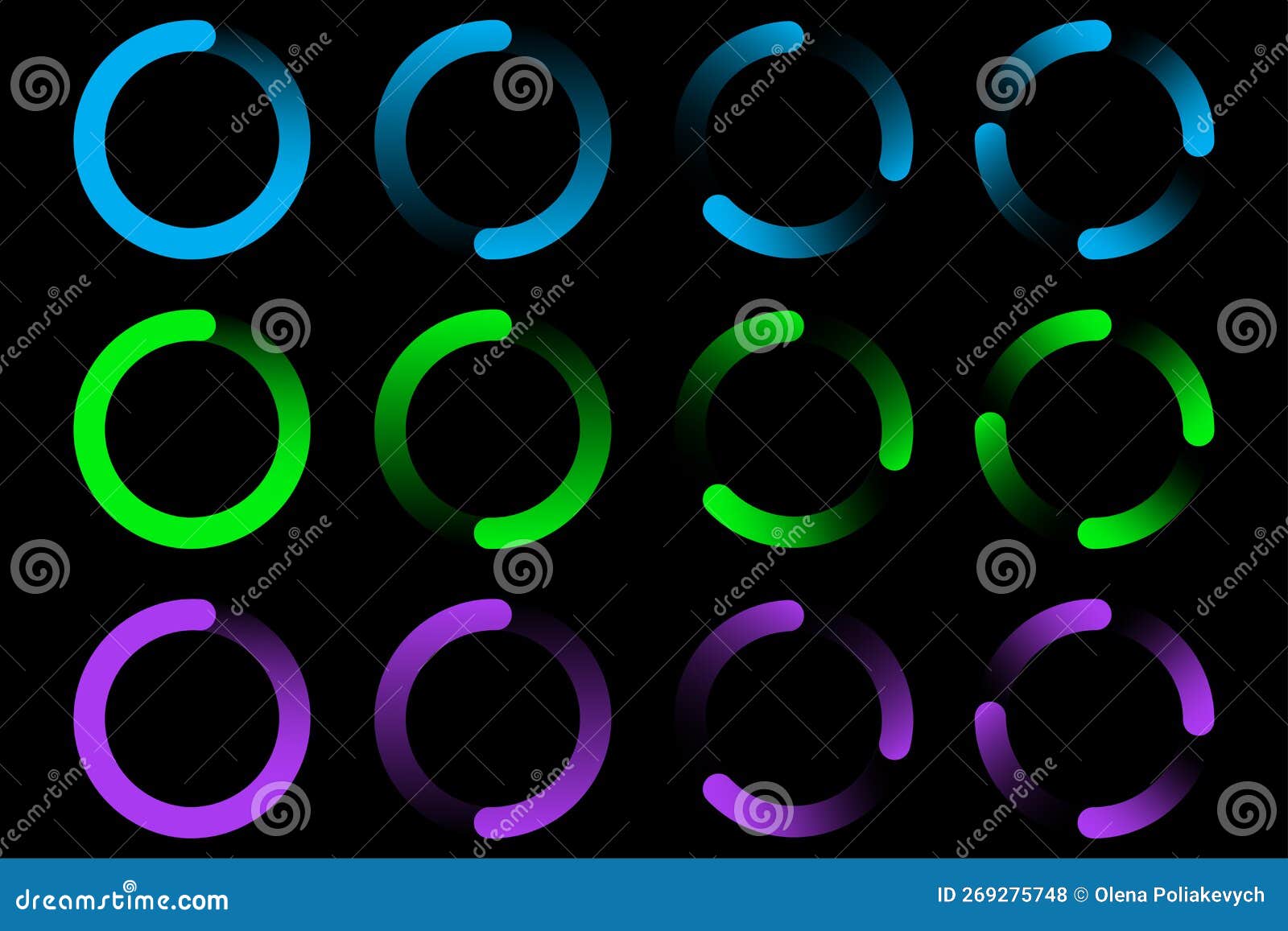 Colored Circles Black Background. Color Blend. Vector Illustration ...