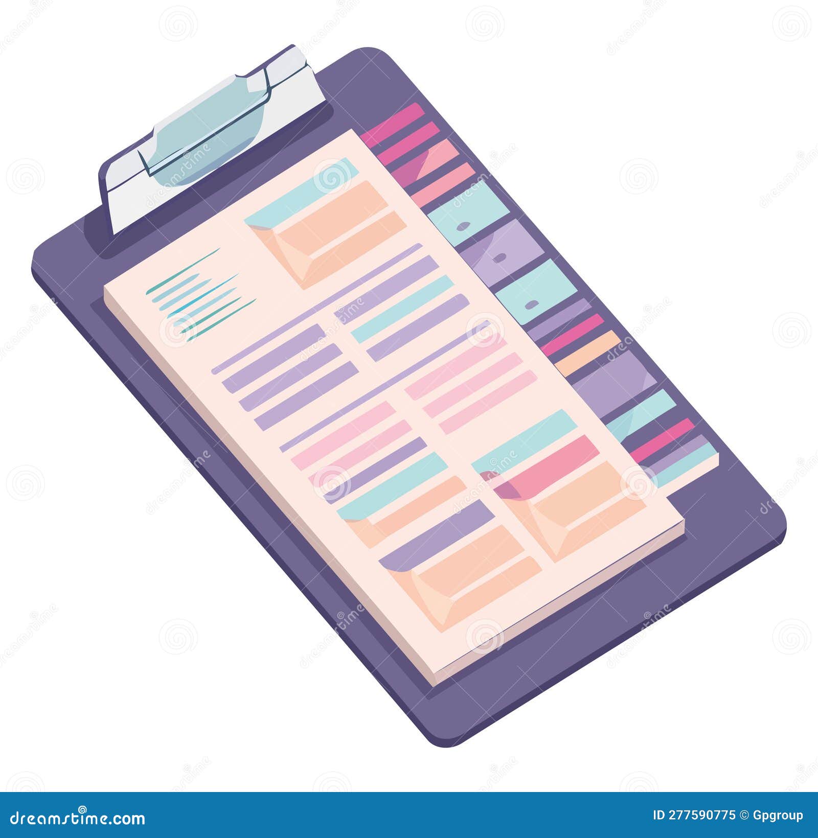 Colored Clipboard with Documents Stock Vector - Illustration of page ...