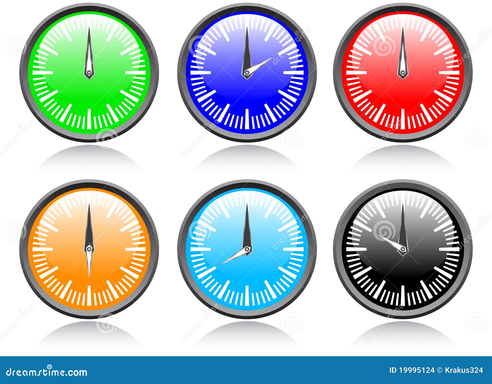 Colored clock stock illustration. Illustration of time - 19995124