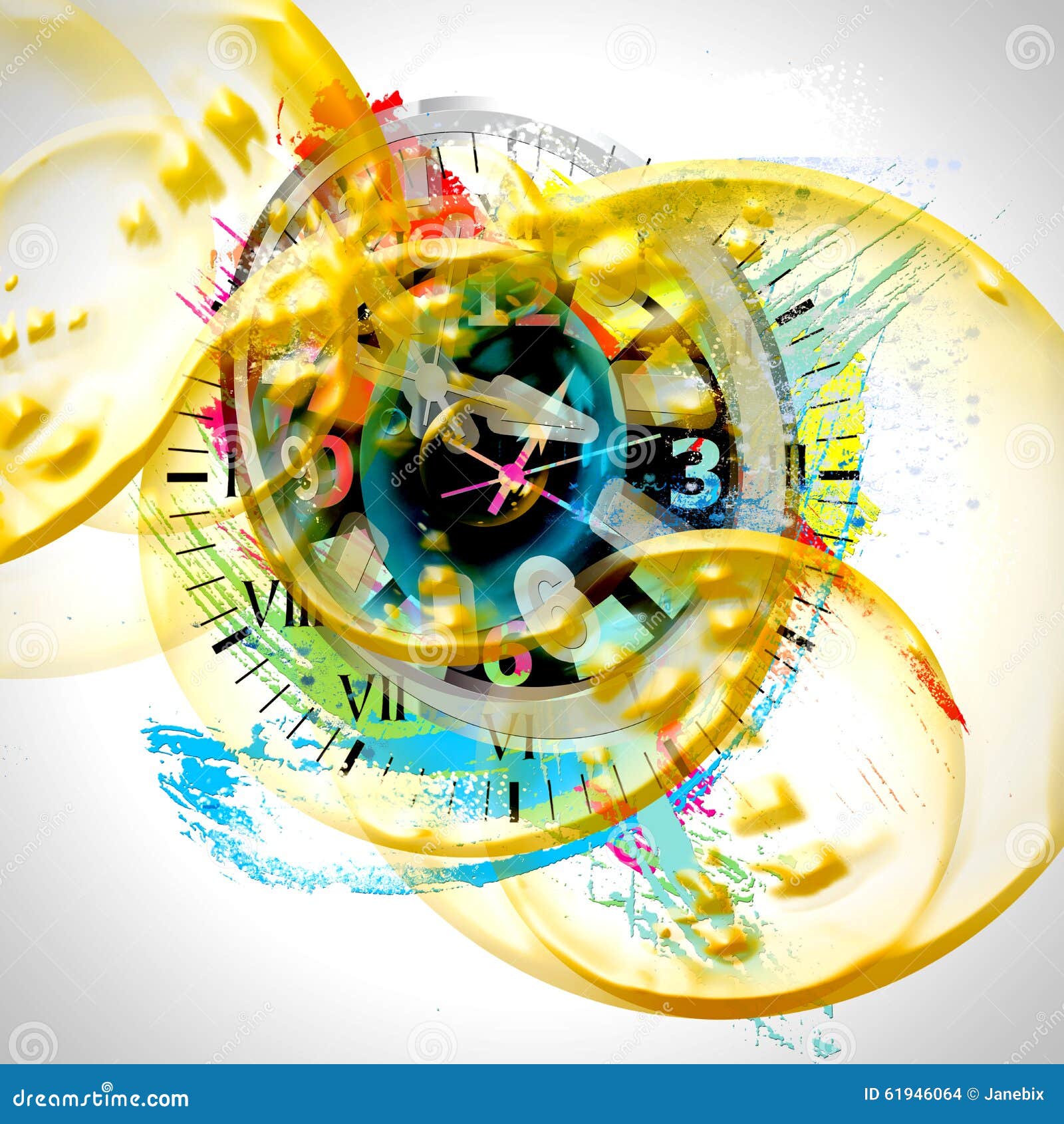 Colored clock stock illustration. Illustration of circle - 61946064