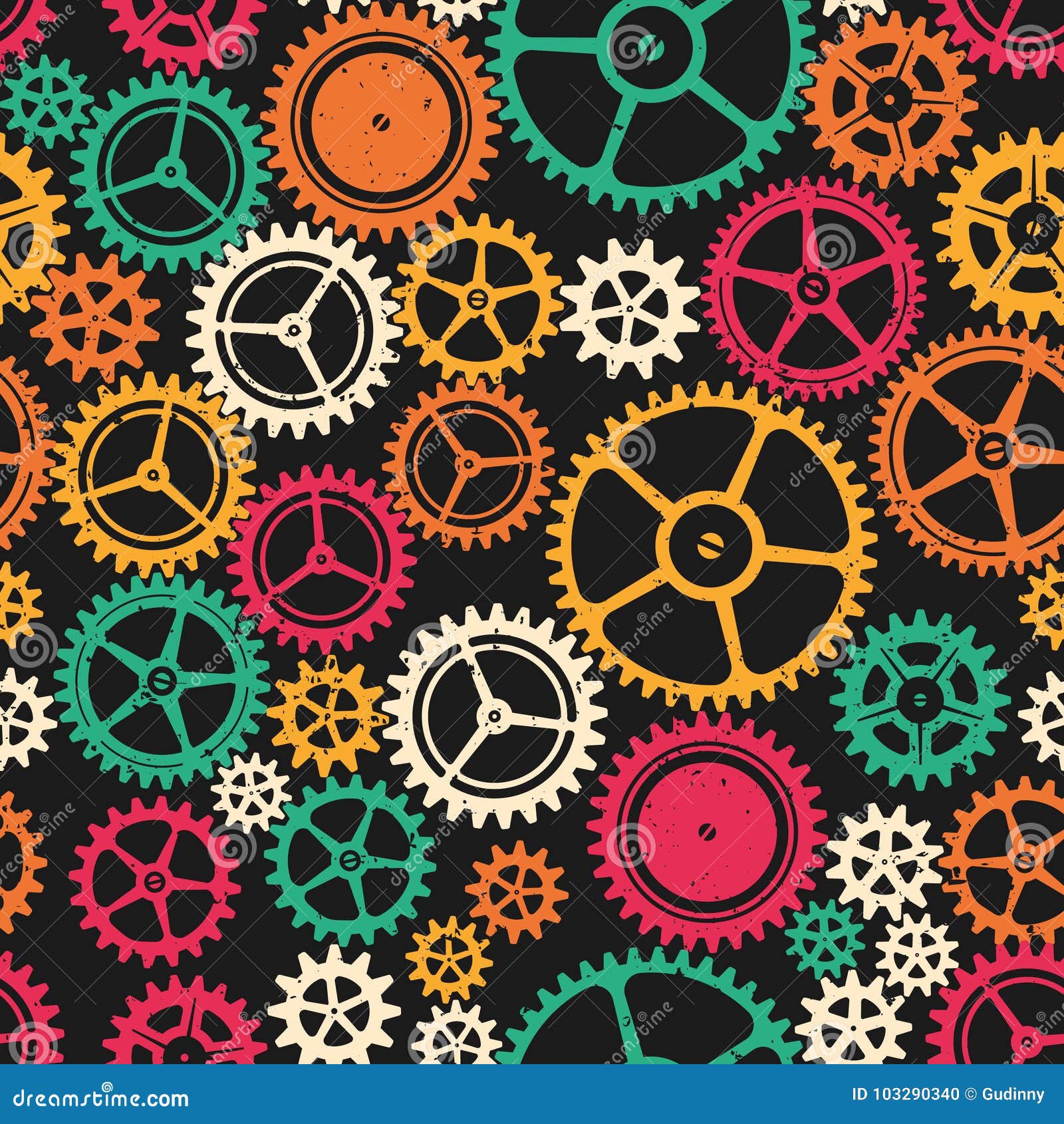 Colored Clockwork Seamless Texture Stock Vector - Illustration of ...