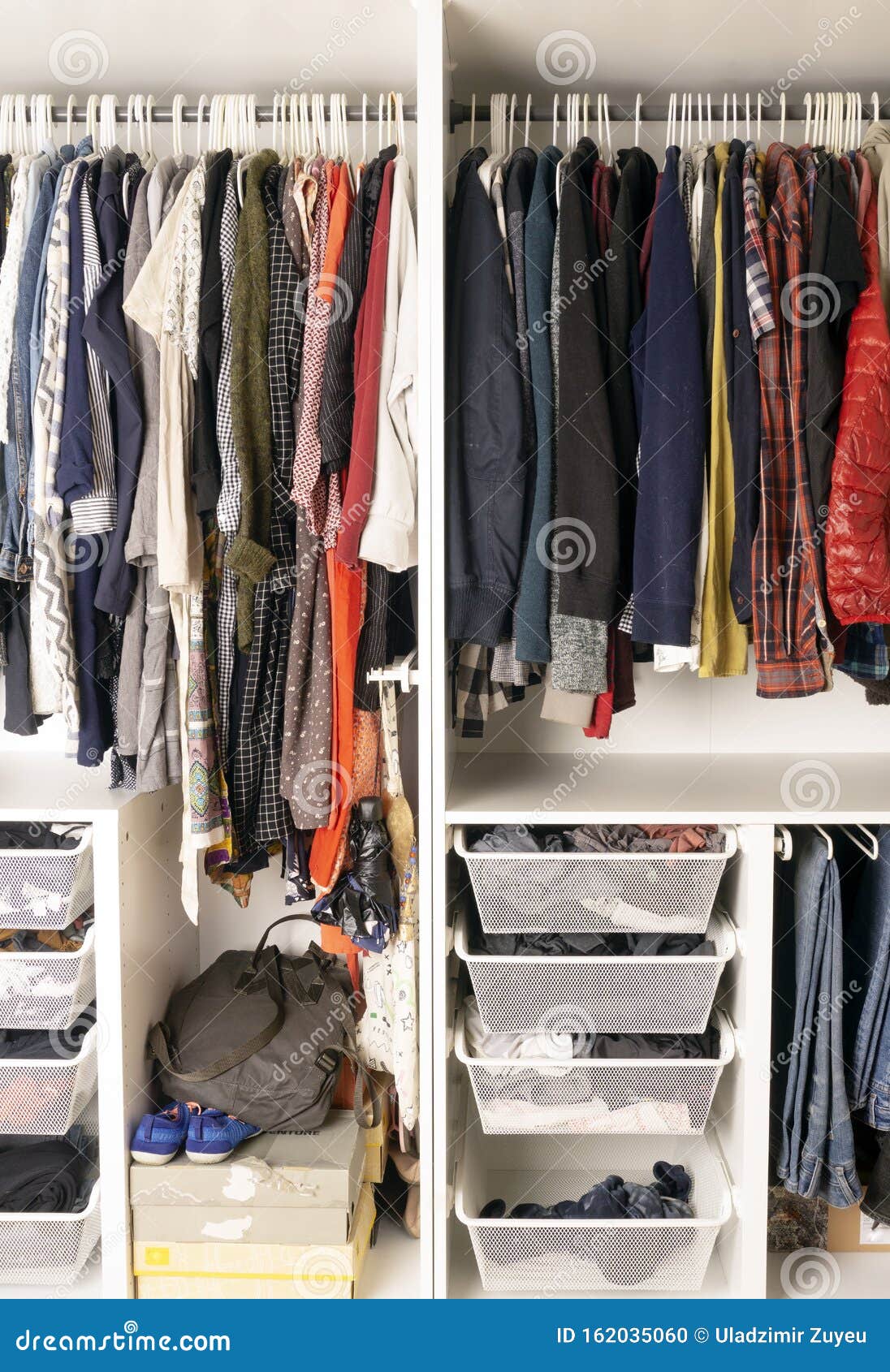 Colored Clothes in the Closet. Storage of Clothes and Things in the ...