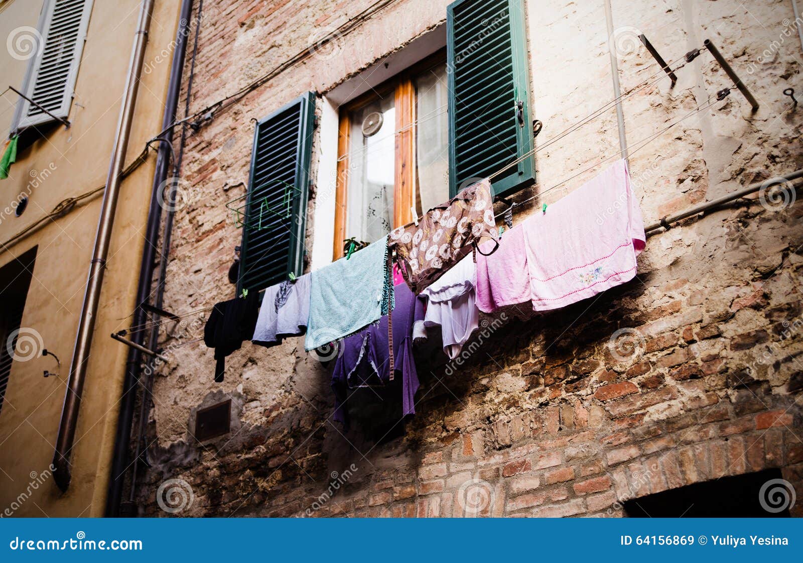 Colored Clothes Drying on the Balcony Stock Image - Image of clothing ...