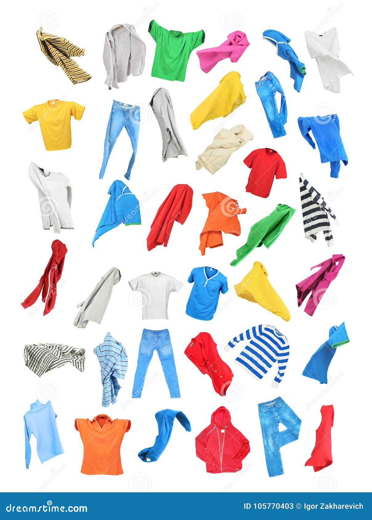 Colored Clothes in the Fall Isolated on White Background Stock ...