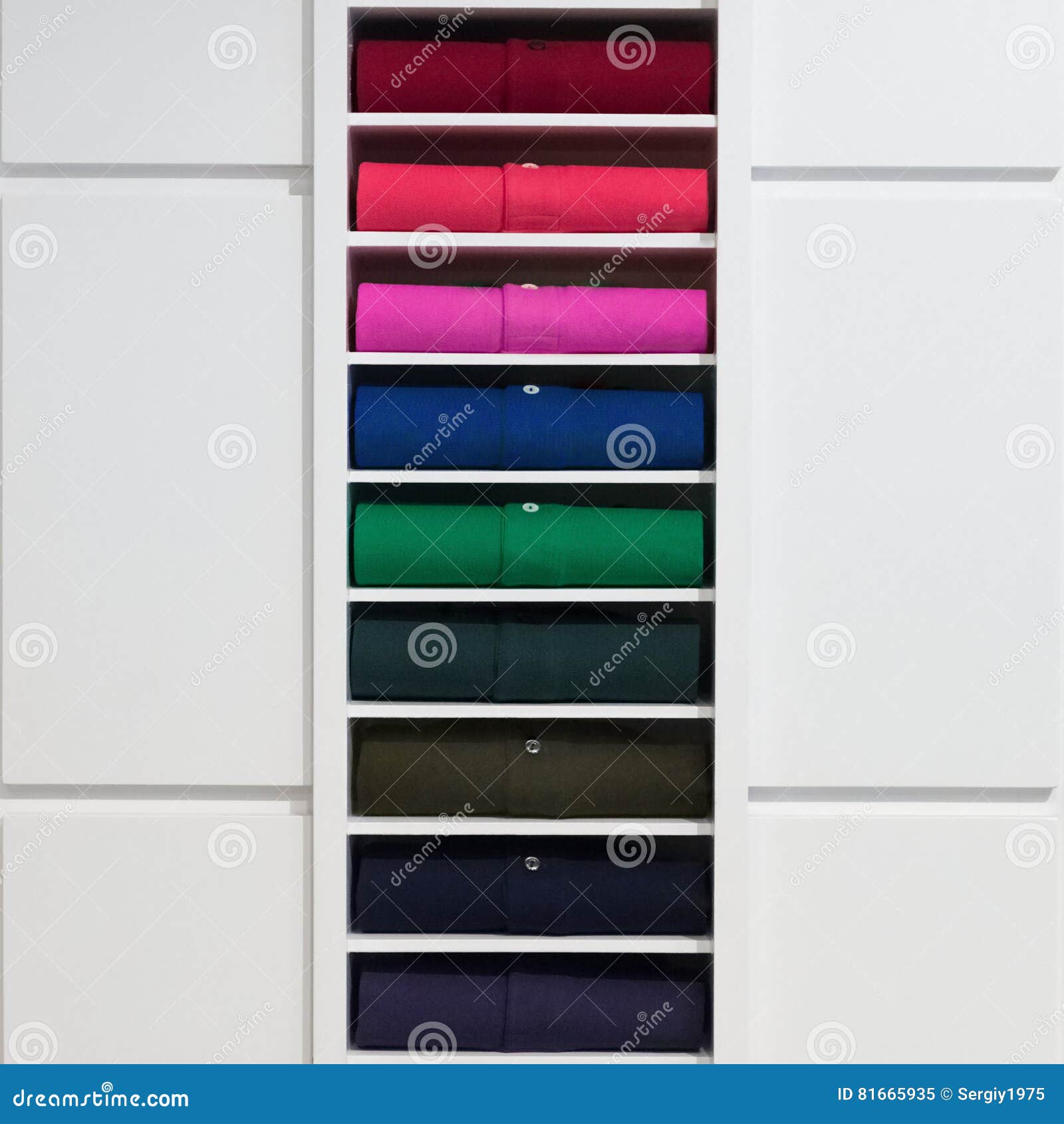 Colored Clothes Folded on the Shelf Stock Image - Image of choice ...