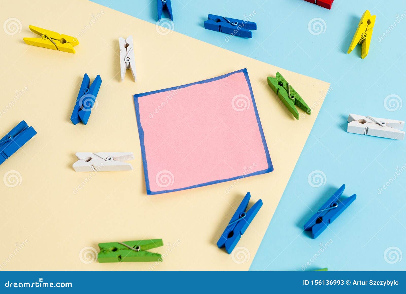 Colored Clothespin Placed Around the Empty Rectangle Shaped Reminder ...