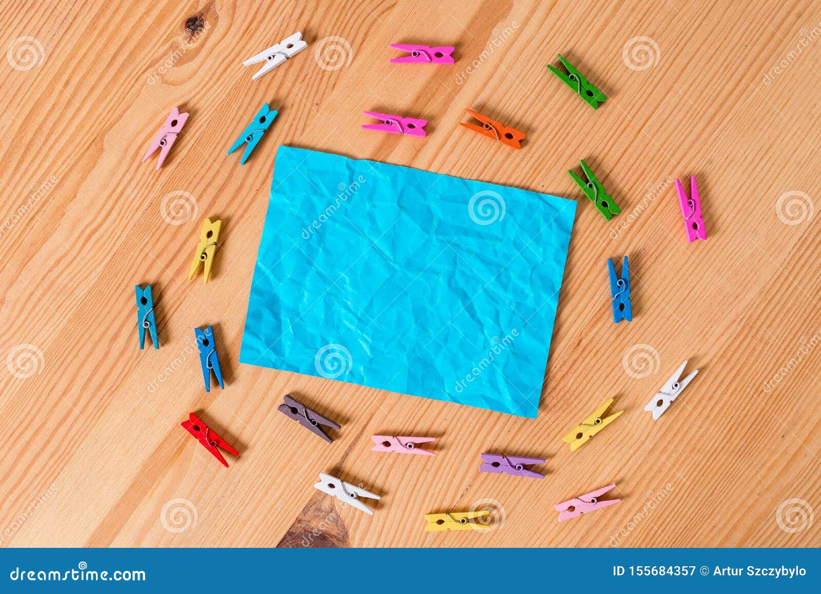 Colored Clothespin Spread in Circles Around an Empty Rectangle Square ...