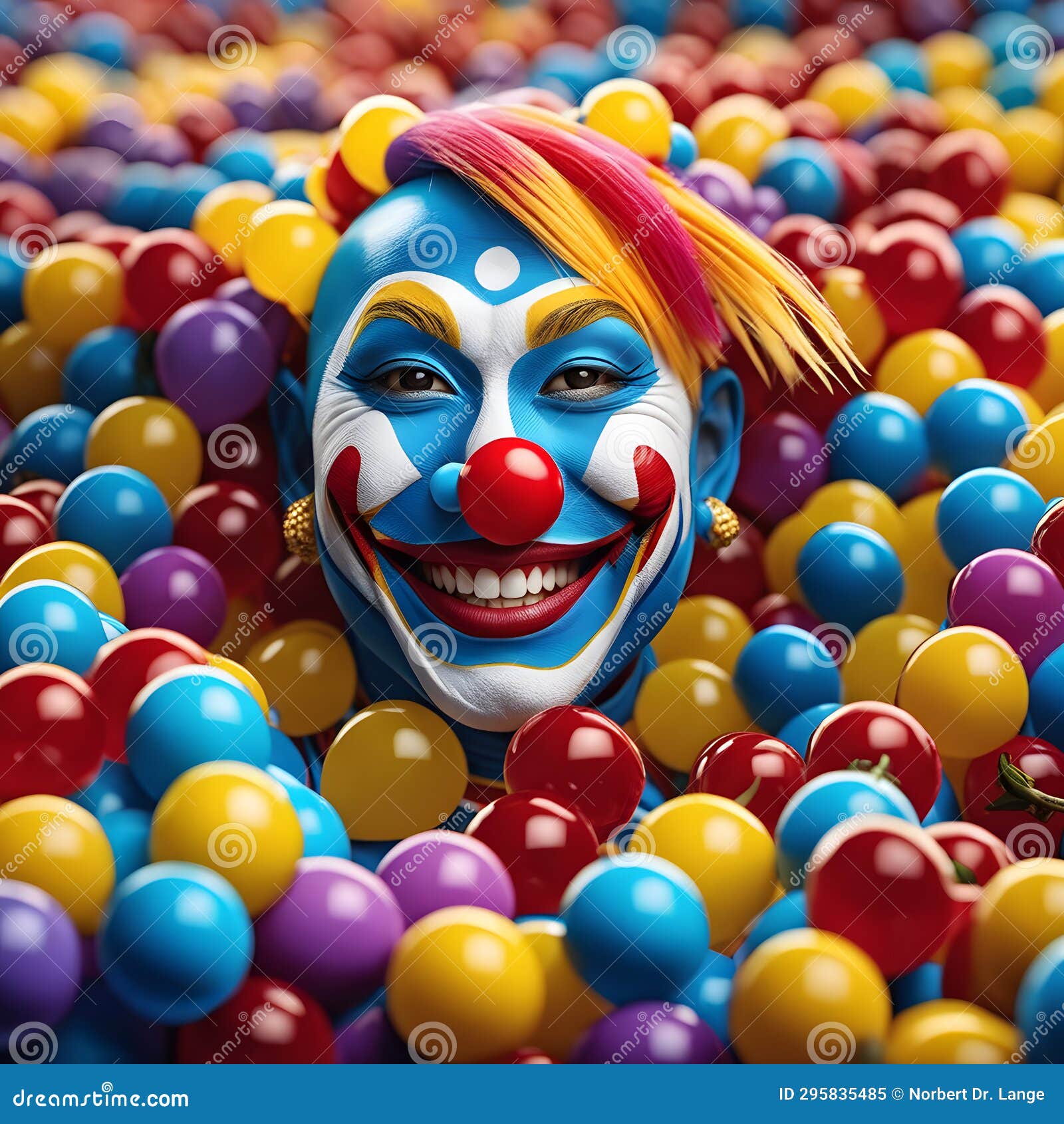 Colored Clown, AI-generatet Stock Image - Image of circus, hair: 295835485