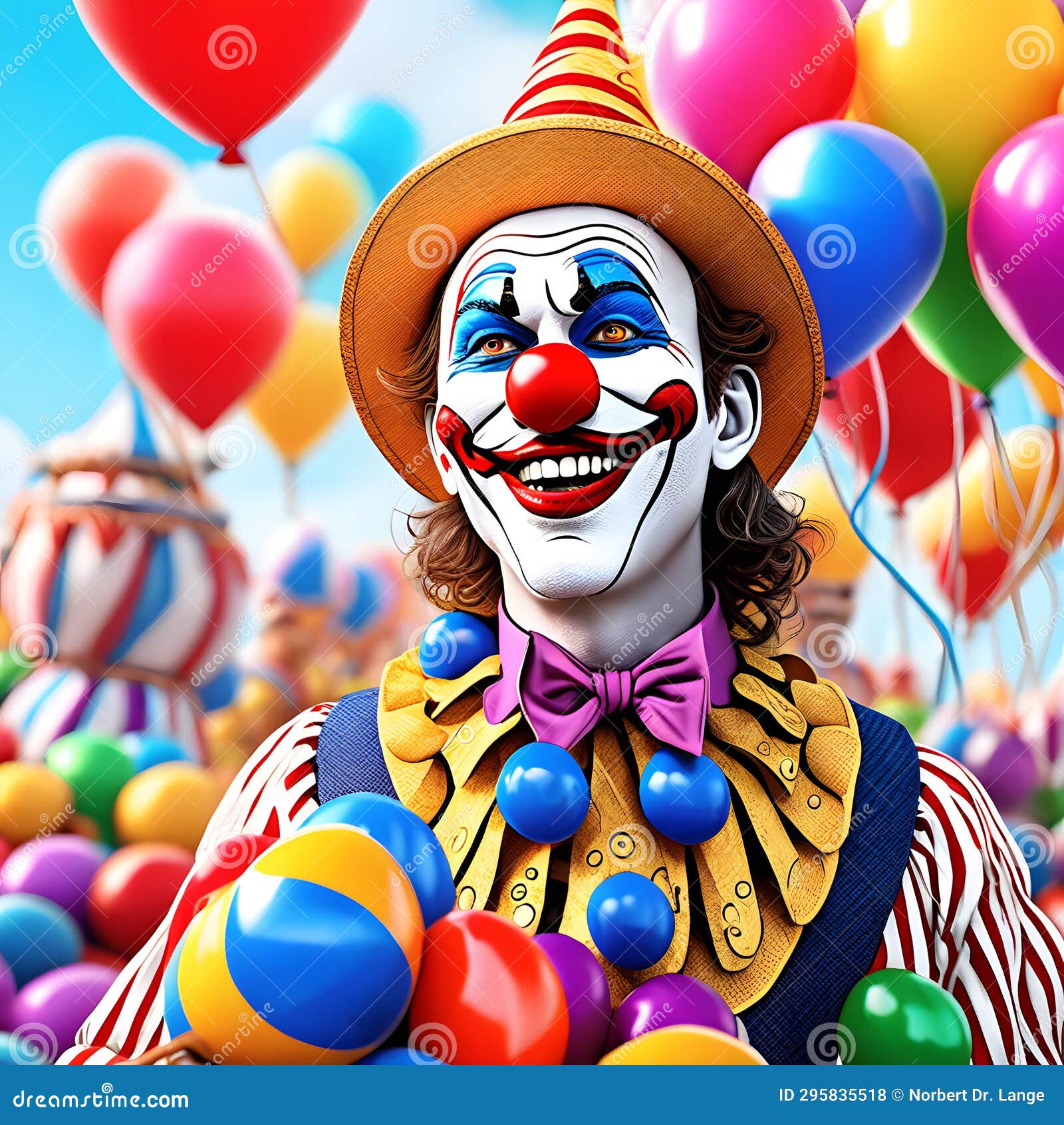 Colored Clown, AI-generatet Stock Photo - Image of nose, romp: 295835518