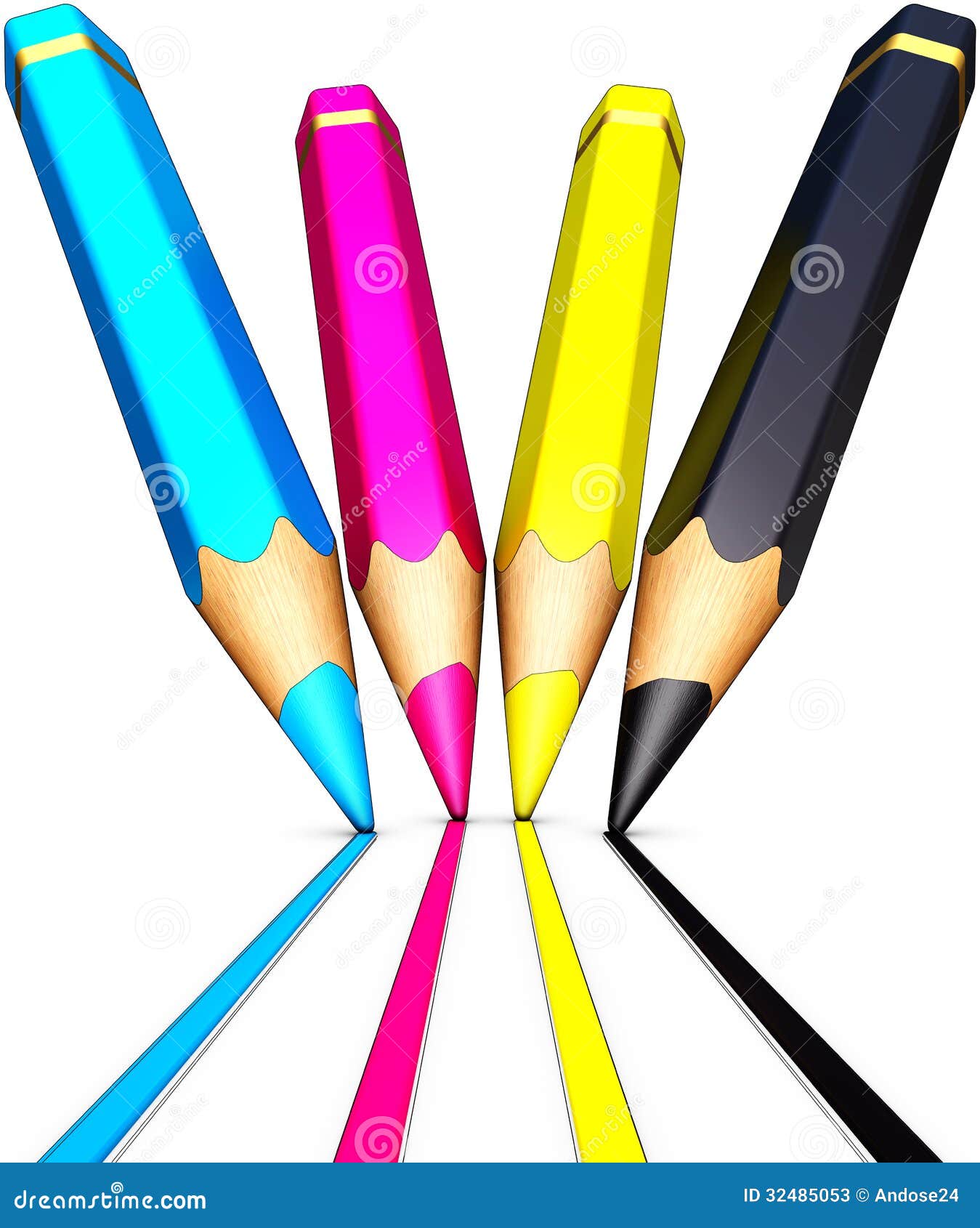 Colored cmyk pencils stock illustration. Illustration of offset - 32485053